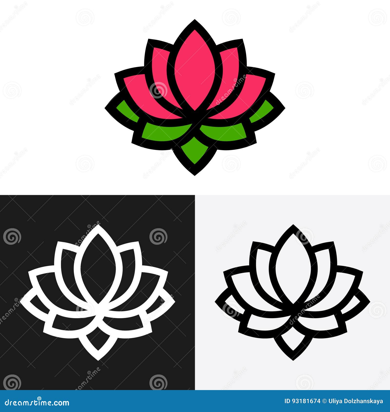 Cartoon lotus outline logo stock vector. Illustration of lotus - 93181674