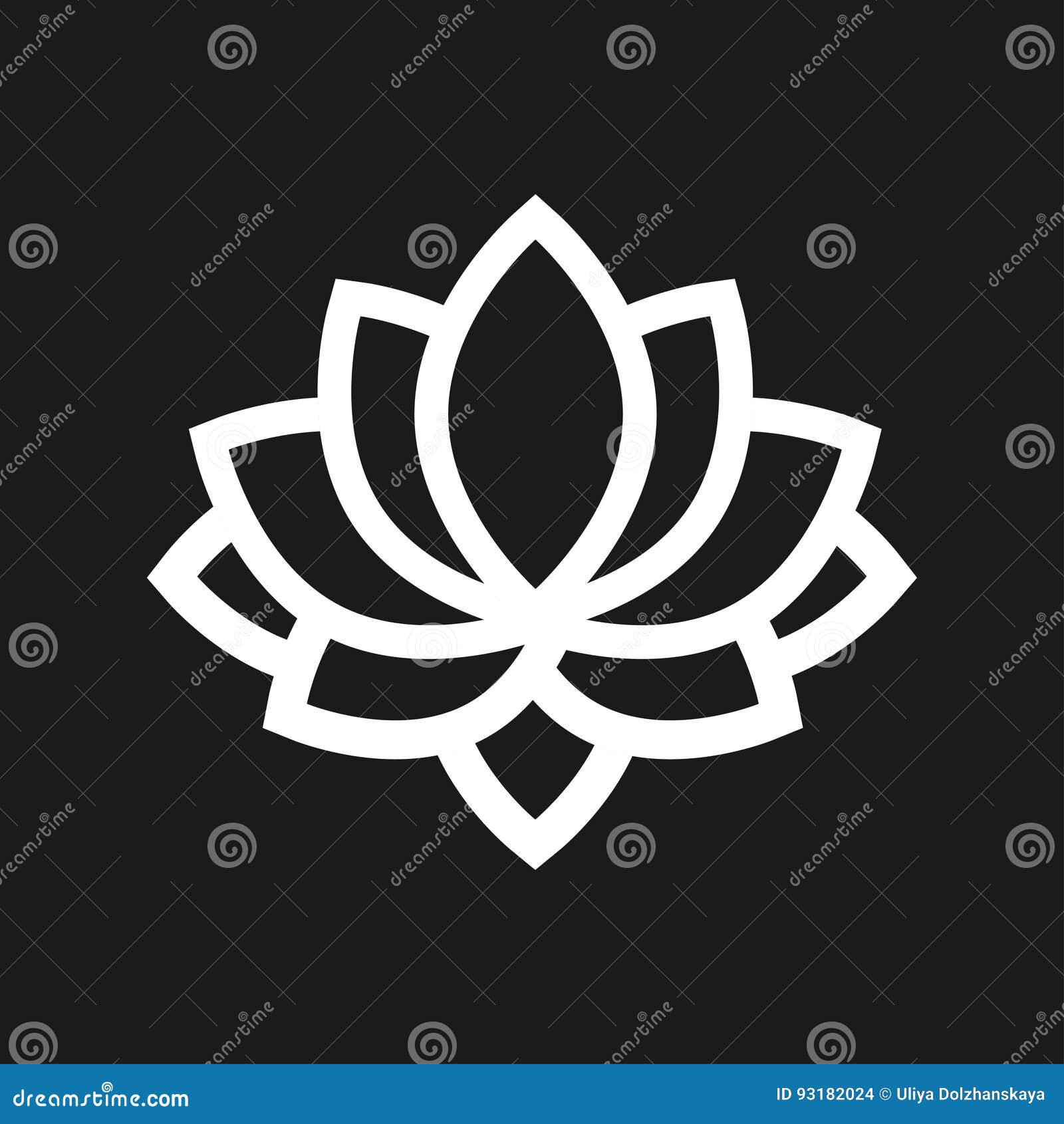 Cartoon lotus outline logo stock vector. Illustration of beauty - 93182024
