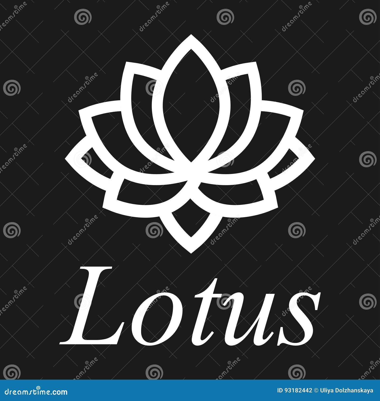 Cartoon Lotus Outline White with Text Stock Vector - Illustration of ...
