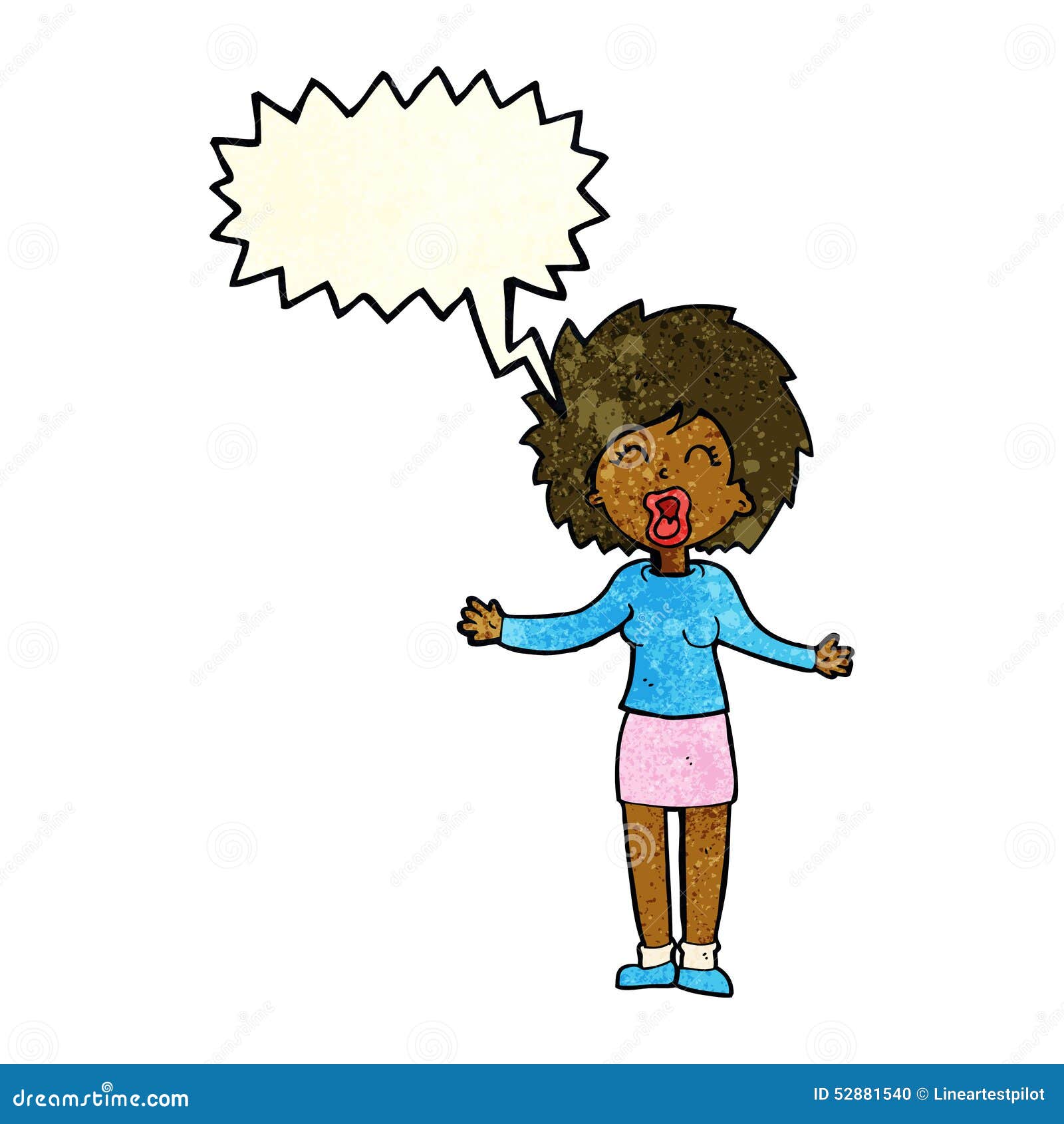 Cartoon Loud Woman with Speech Bubble Stock Illustration - Illustration ...