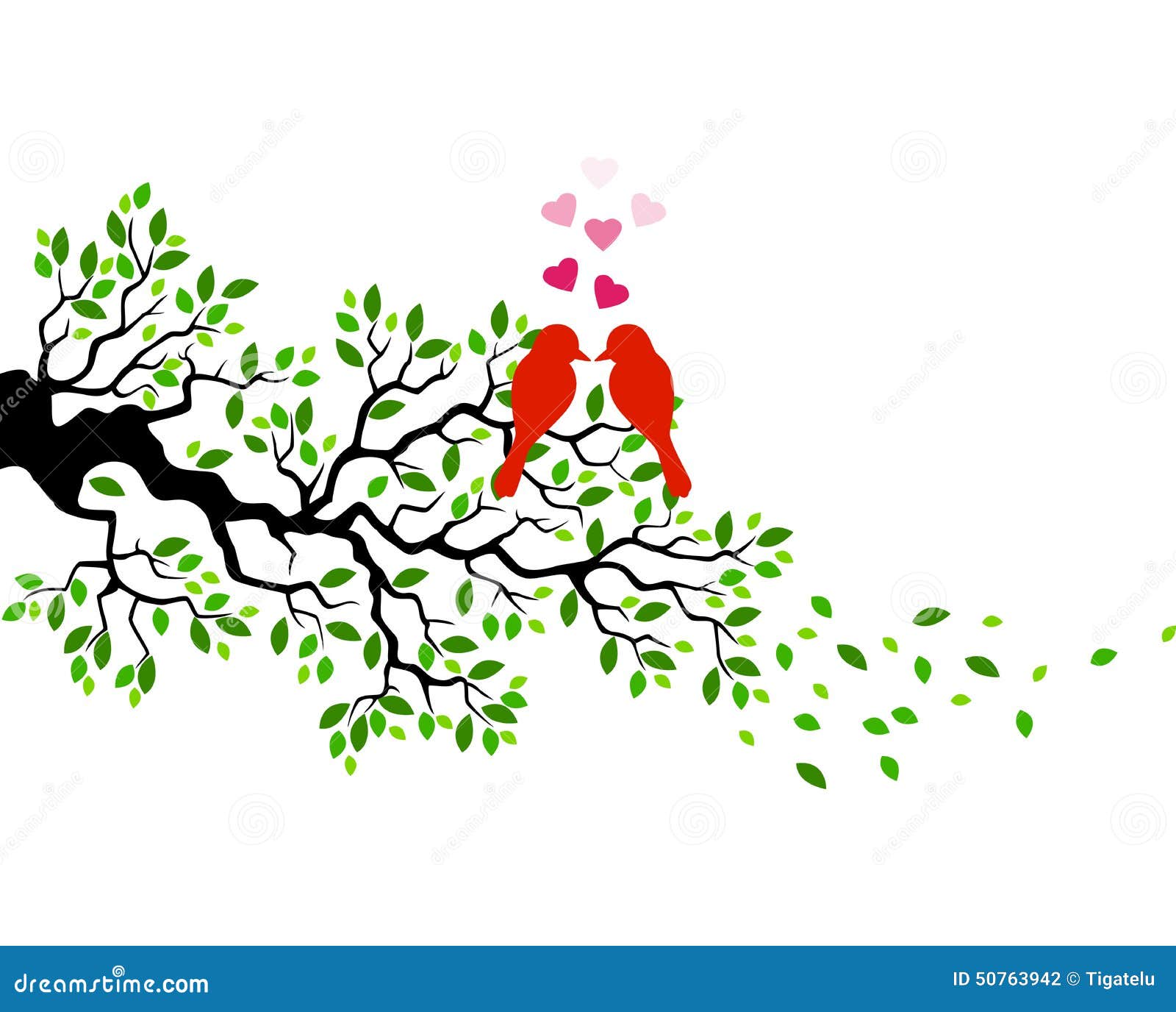 Cartoon Love Beard on a Tree Branch Stock Vector - Illustration of leaf ...