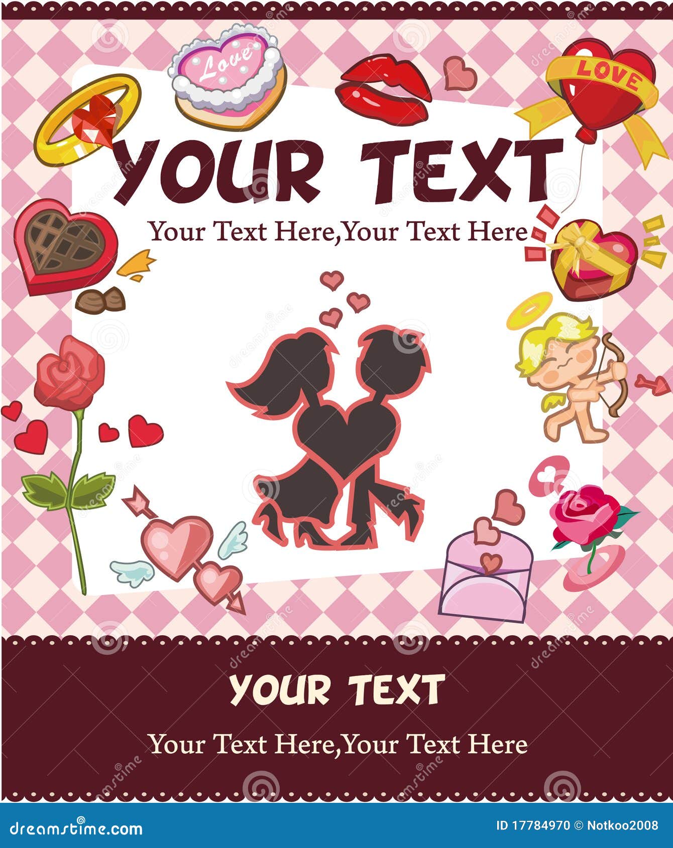 Cartoon love card stock vector. Illustration of cupid - 17784970