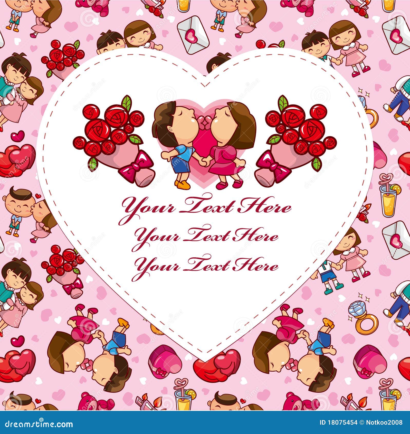 Cartoon love card stock vector. Illustration of blossom - 18075454