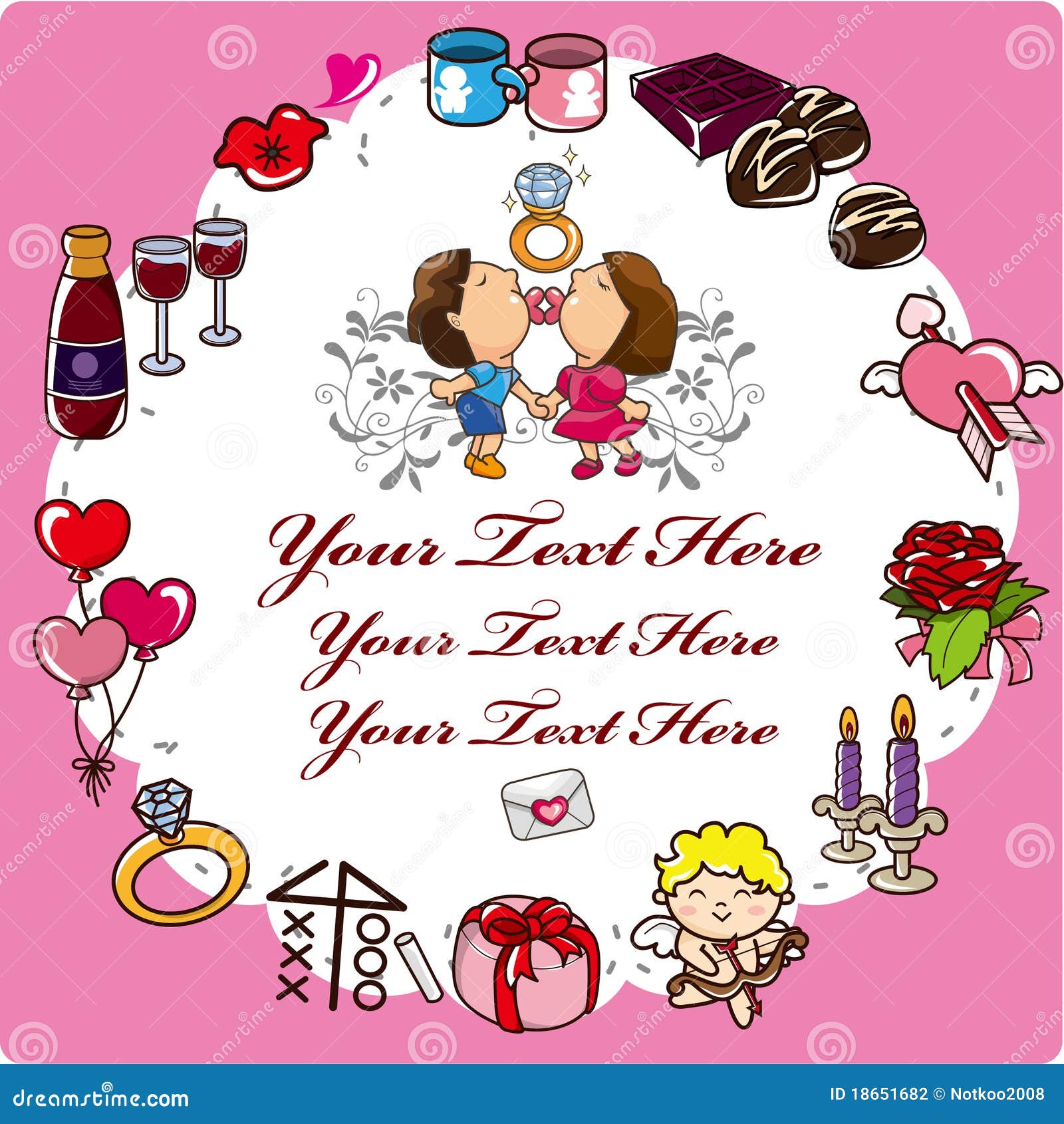 Cartoon love card stock vector. Illustration of angel - 18651682