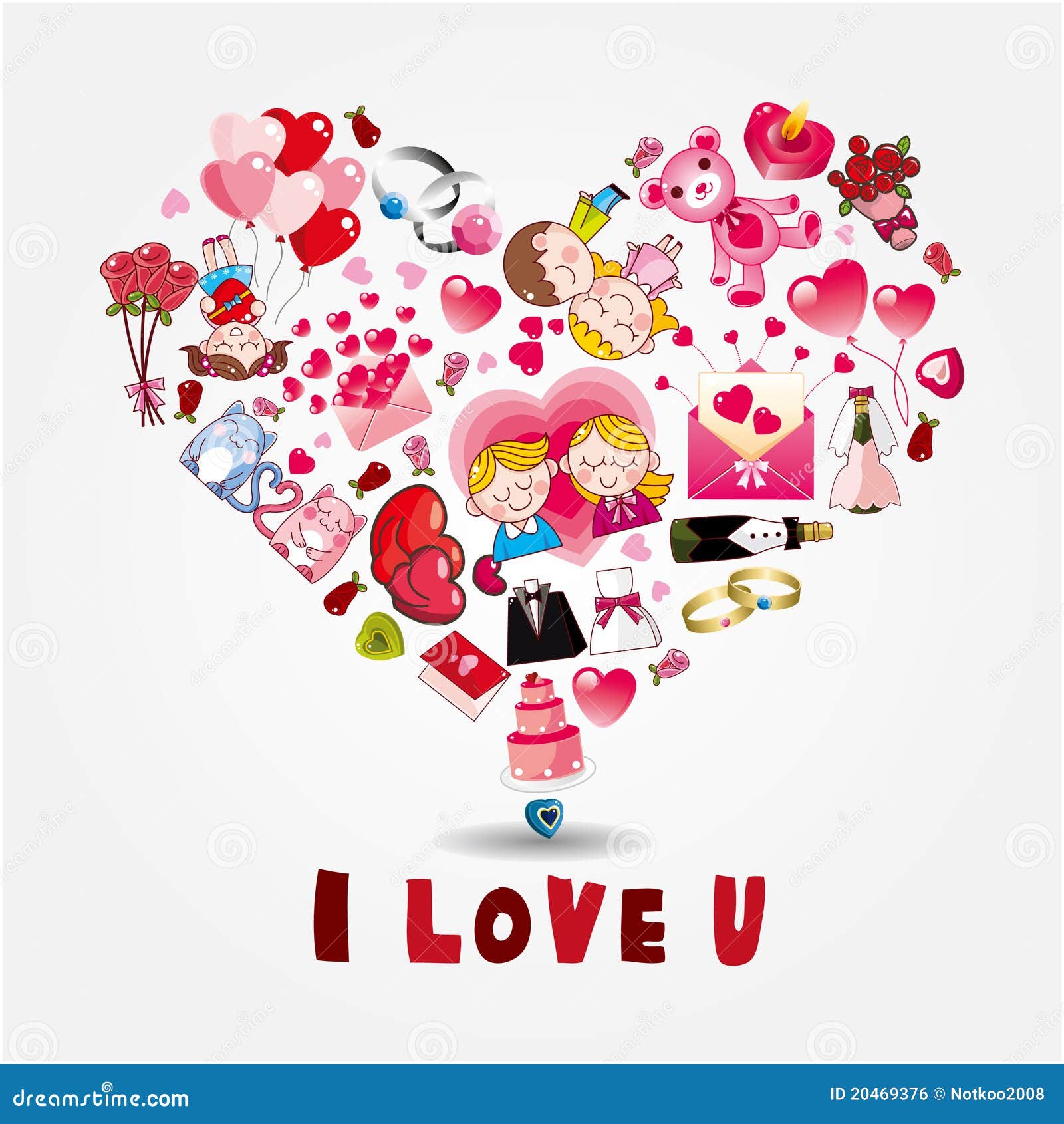Cartoon love card stock vector. Illustration of celebration - 20469376