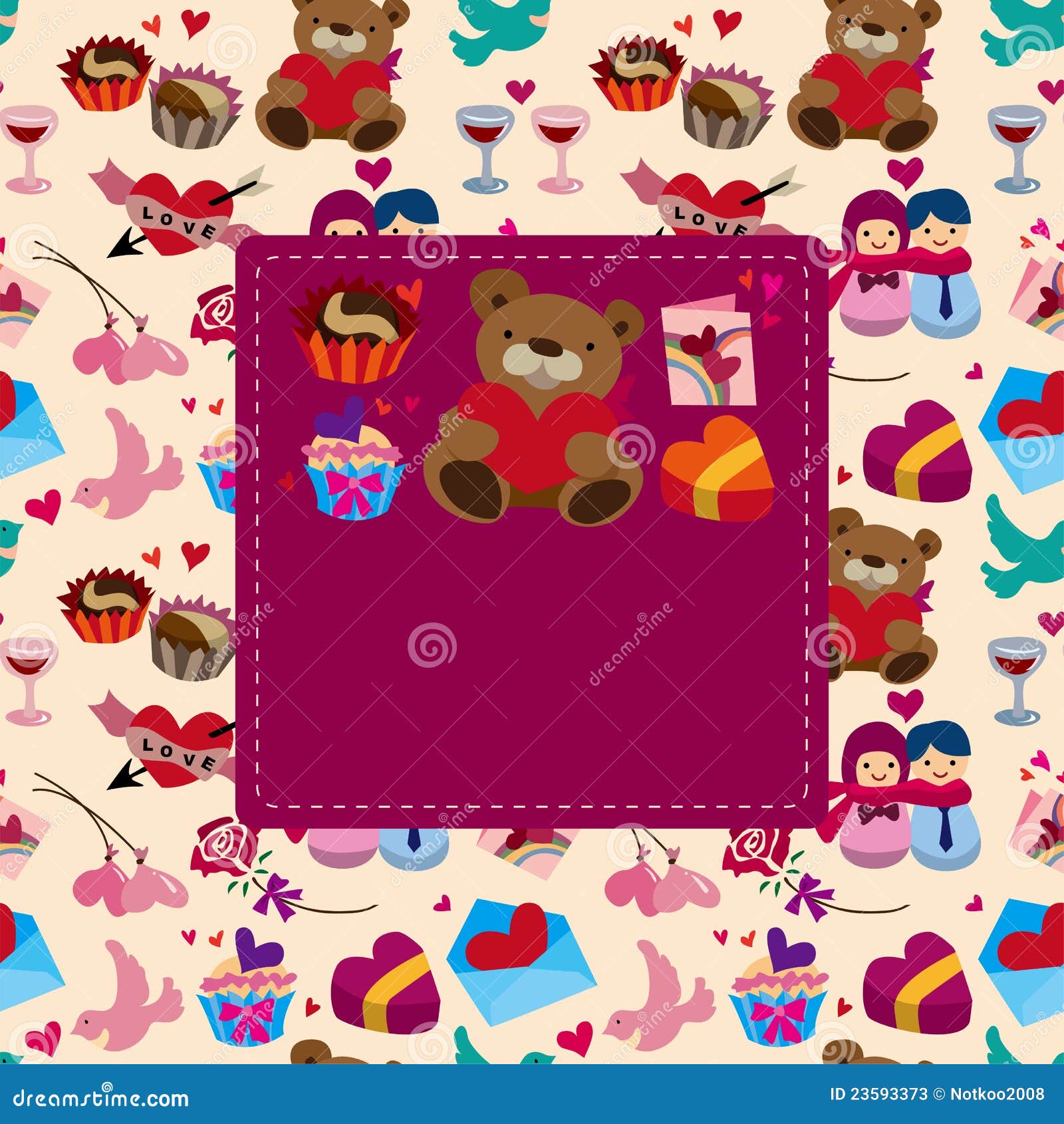 Cartoon love card stock vector. Illustration of flower - 23593373