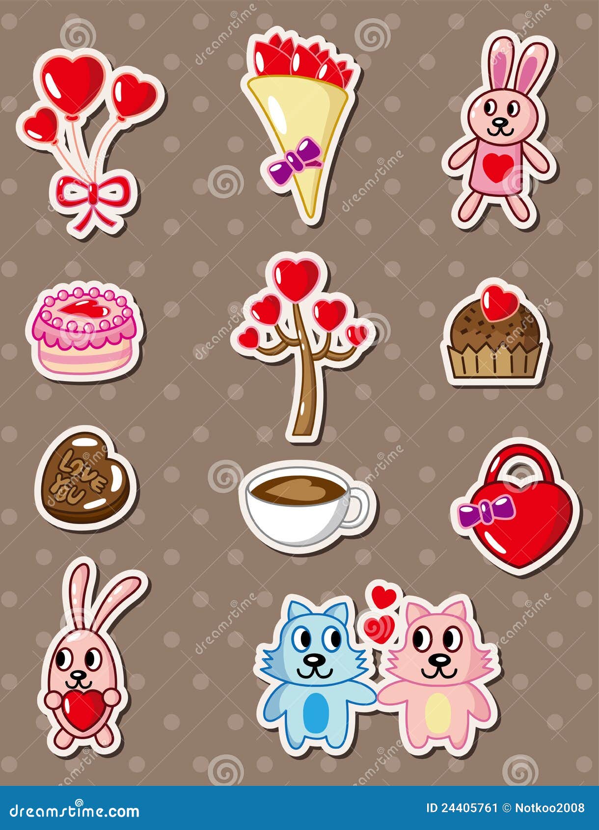 Cartoon love stickers stock vector. Illustration of draw - 24405761