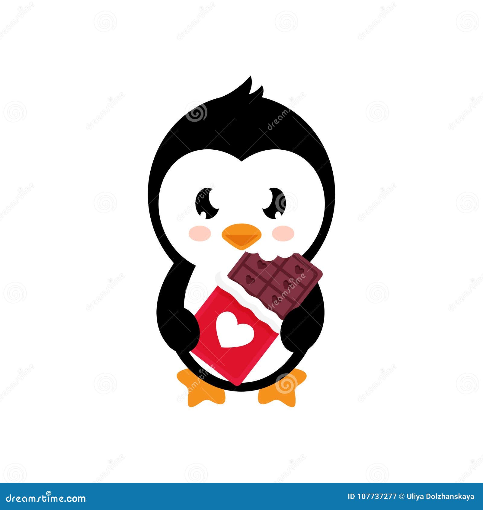 Cartoon Lovely Penguin with Chocolate Stock Vector - Illustration of ...