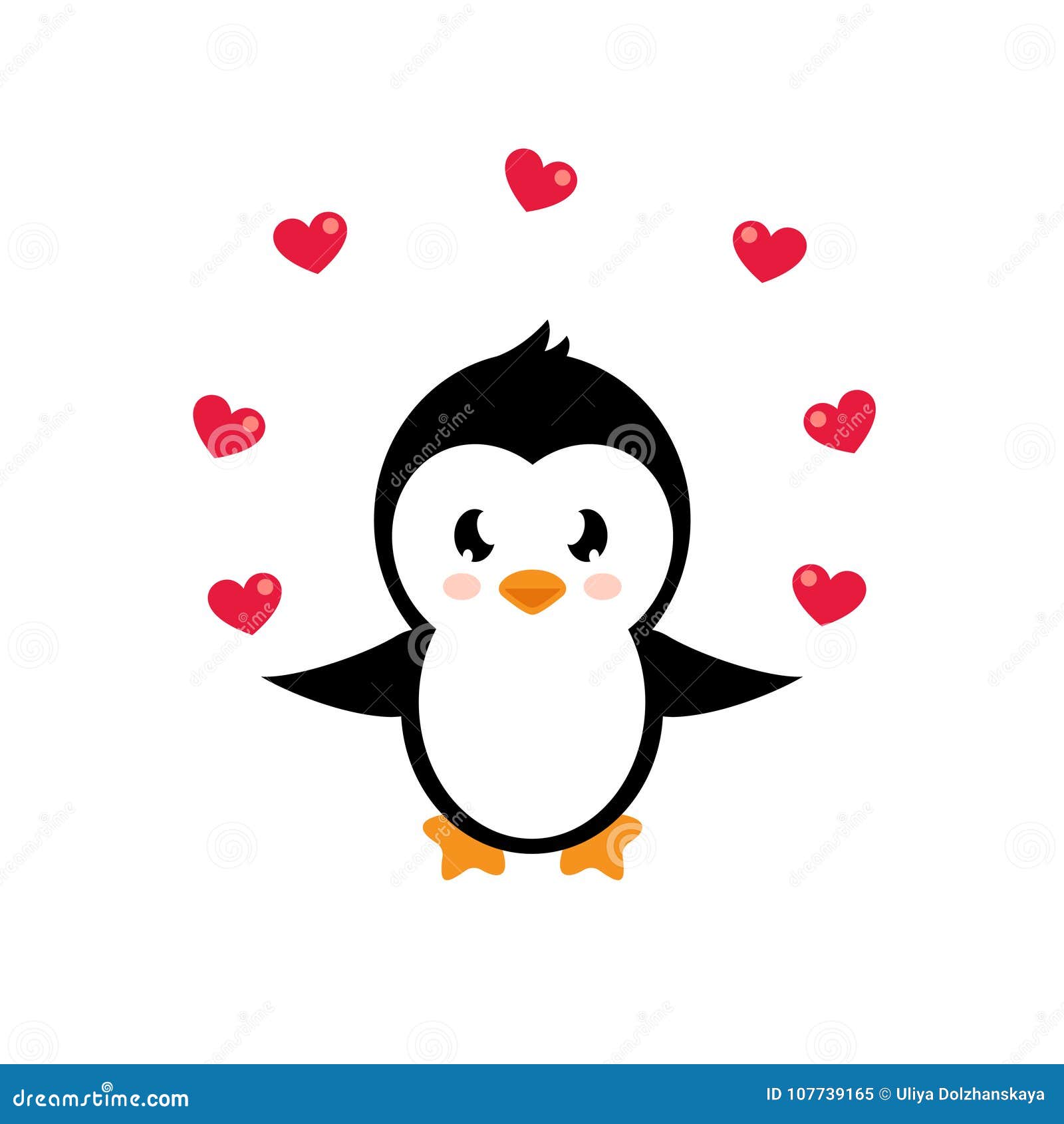 Cartoon Lovely Penguin with Heart Stock Vector - Illustration of bird ...