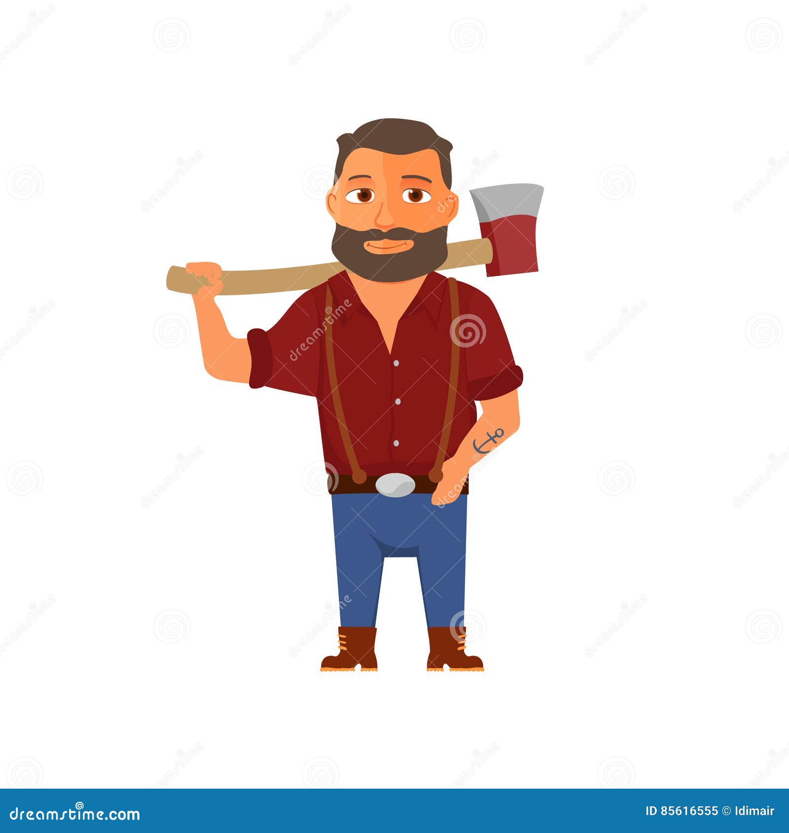 Cartoon Lumberjack Character with Axe. Vector Stock Vector ...