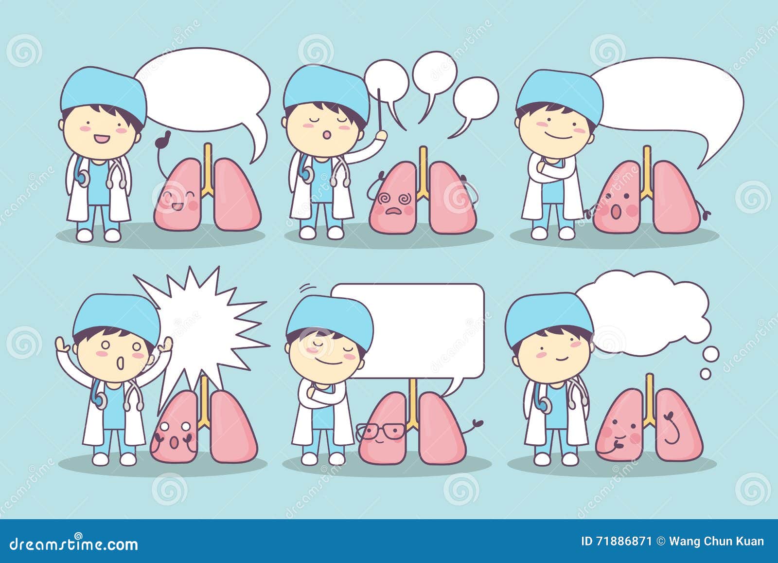 Cartoon lung and doctor stock vector. Illustration of doctor - 71886871