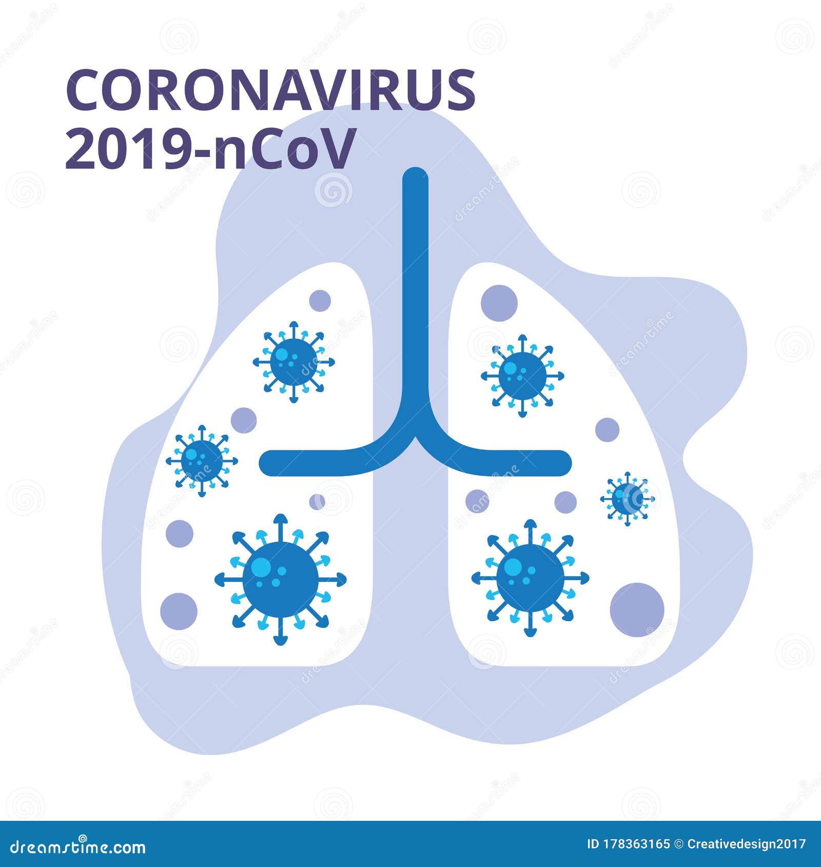 Cartoon Lungs With Magnifier And Virus Cells Over White Background ...