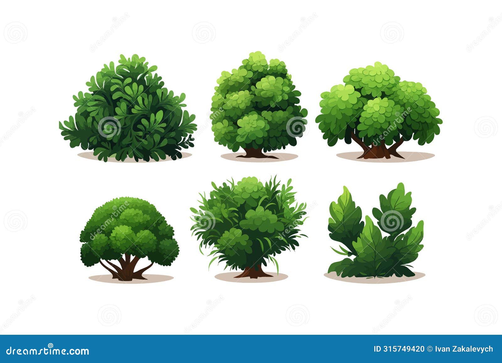 Cartoon Lush Greenery and Bushes Set. Vector Illustration Design Stock ...
