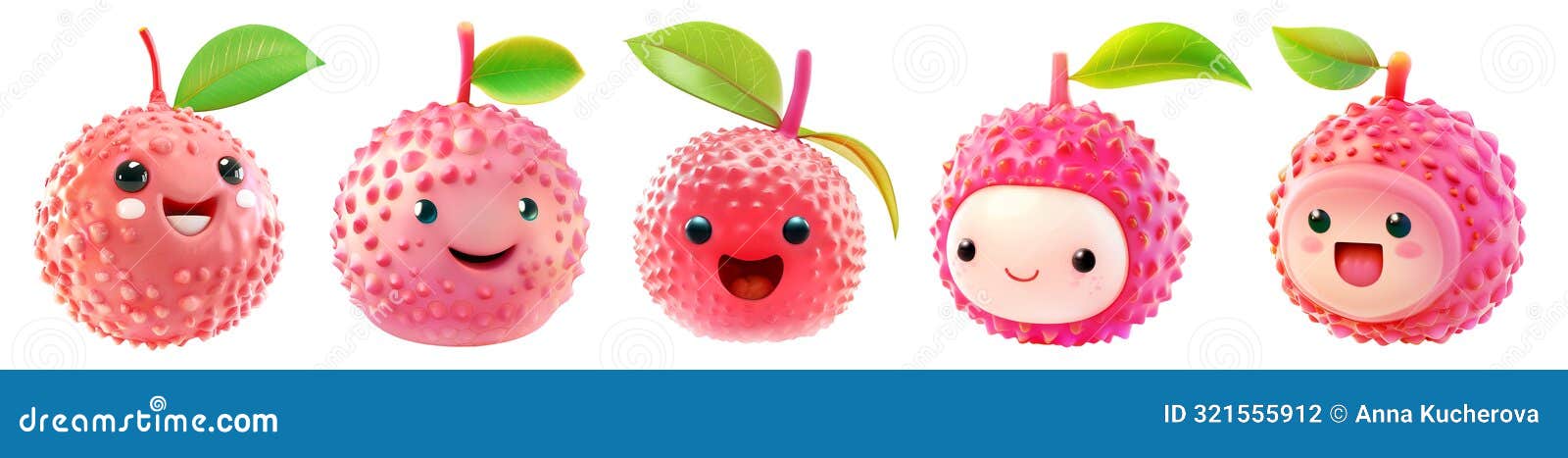 Cartoon Lychee Or Litchi Fruit Flat Vector Illustration, Litchee Icon ...