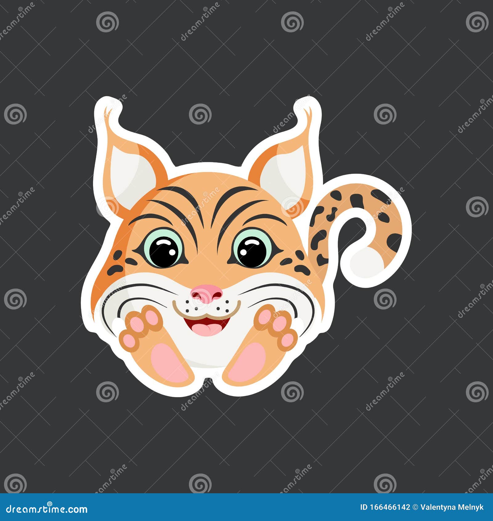 Cartoon Lynx Sticker Vector Illustration Stock Illustration ...