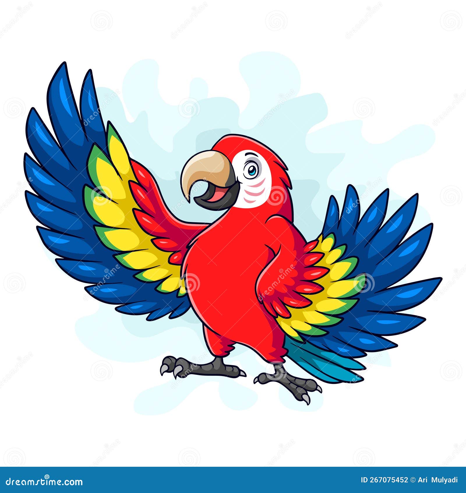 Cartoon Macaw Bird on White Background Stock Vector - Illustration of ...