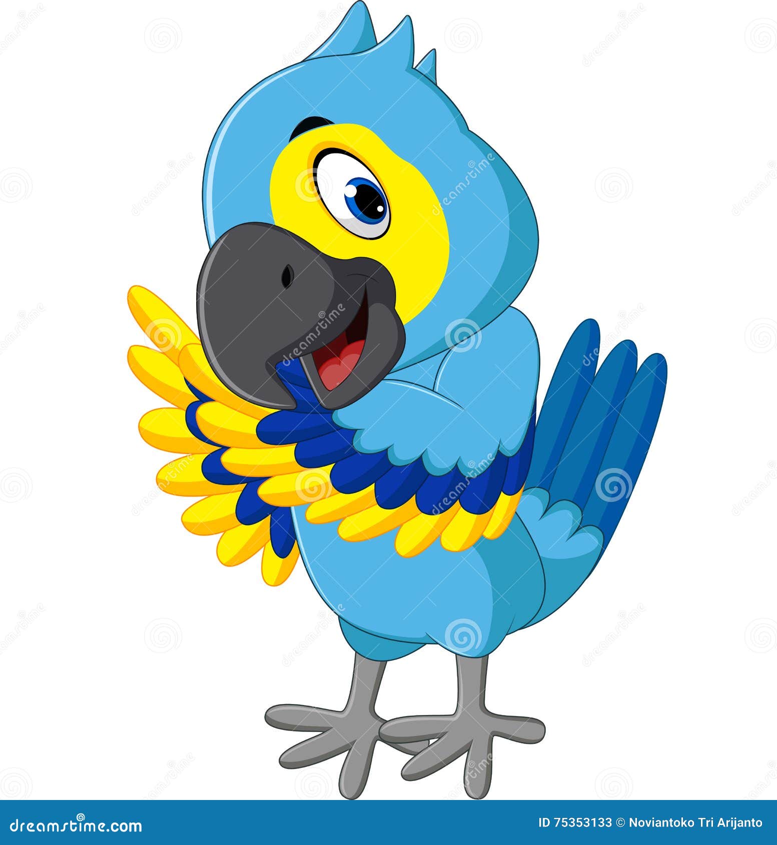 Cartoon macaw stock vector. Illustration of adorable - 75353133