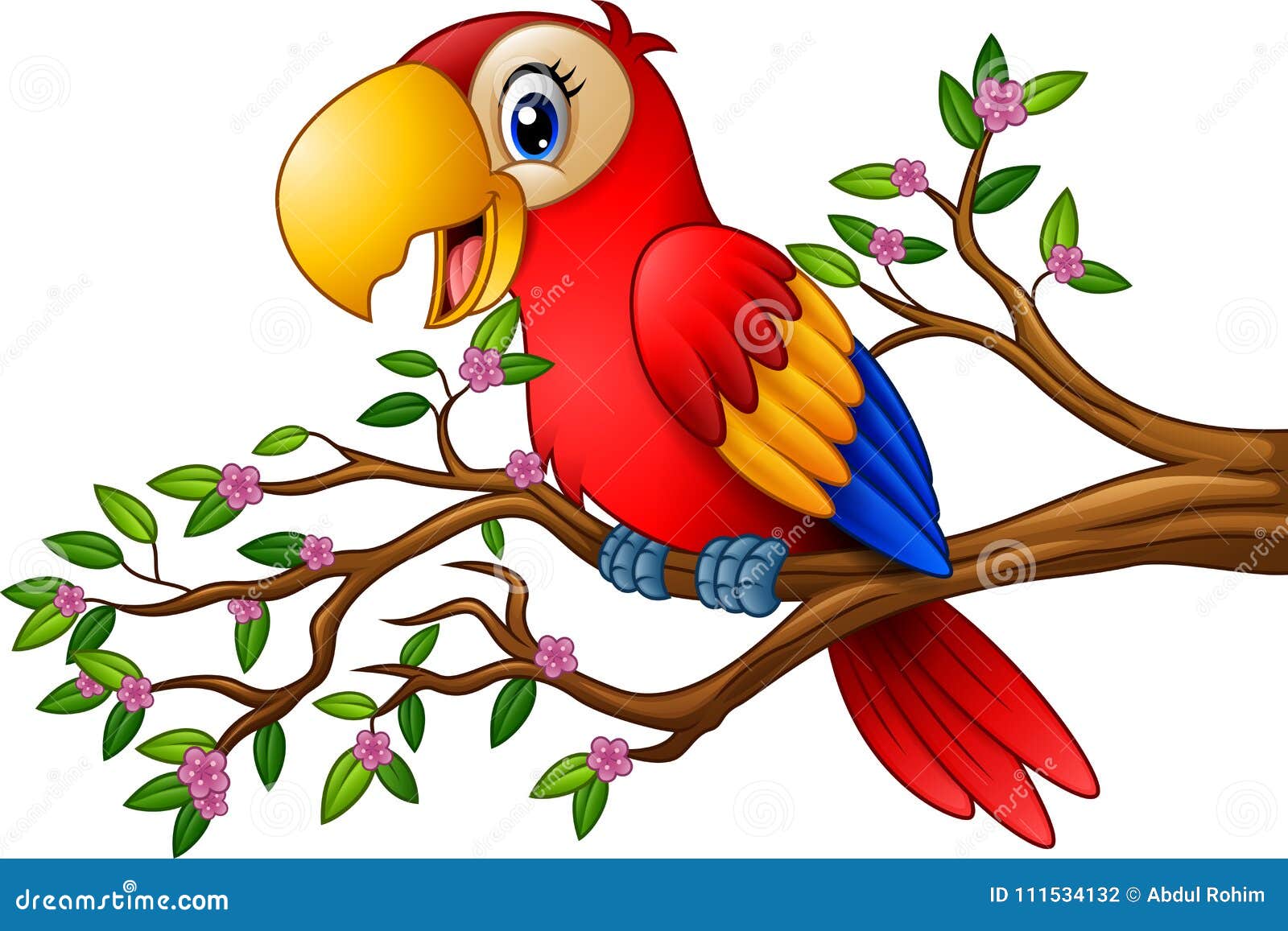 Cartoon Macaw In The Jungle Vector Illustration | CartoonDealer.com ...