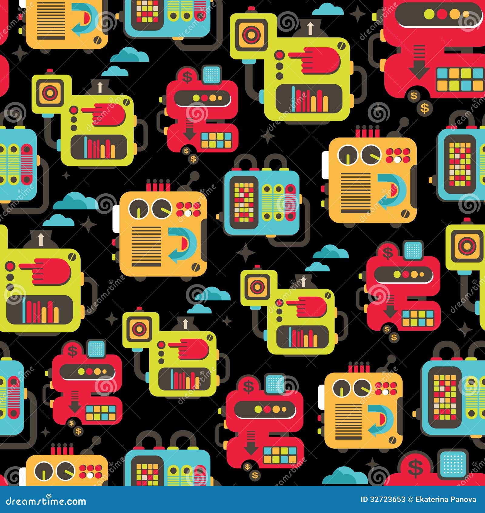Cartoon Machines Seamless Background Stock Illustrations – 168 Cartoon ...