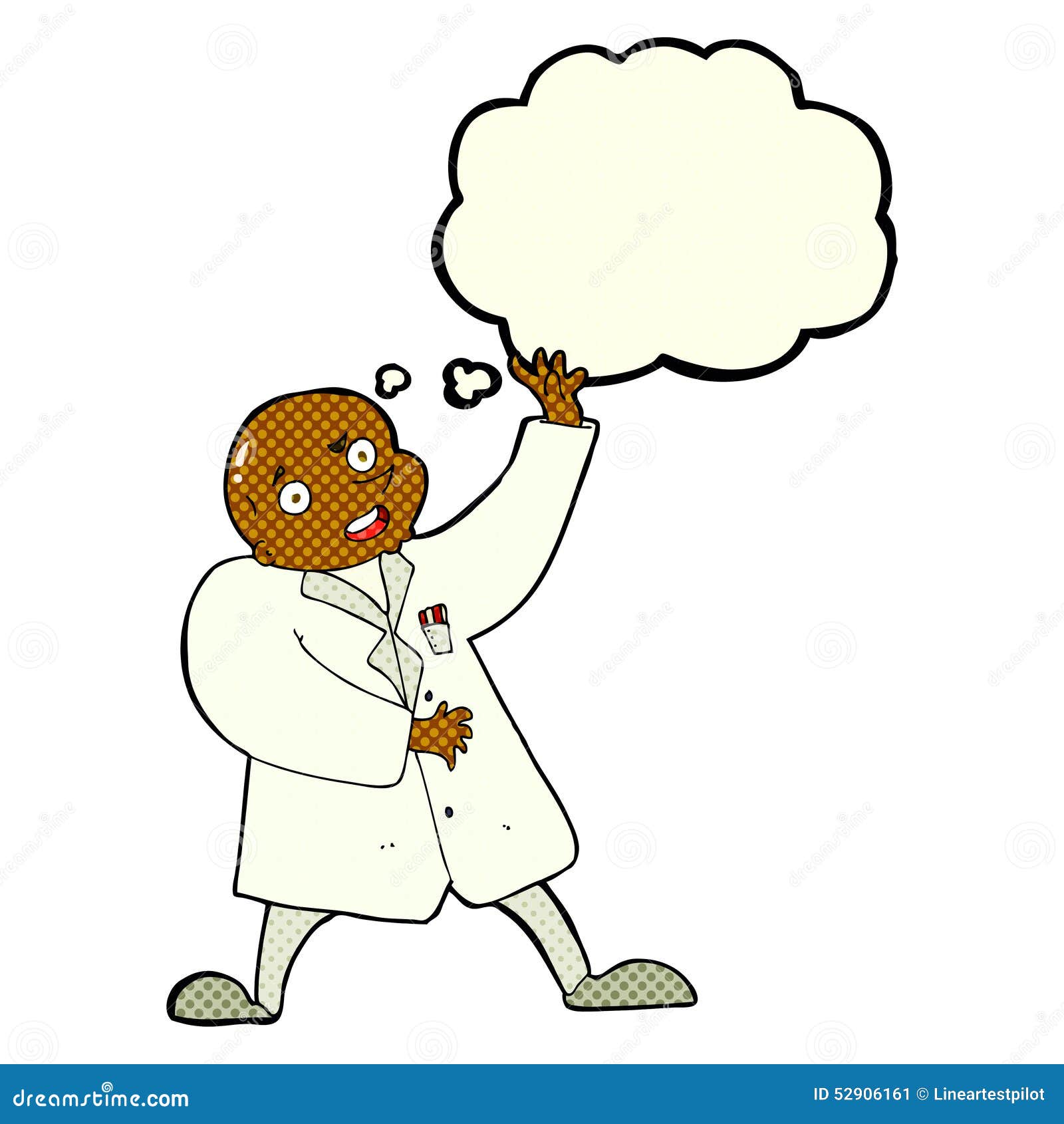 Cartoon Mad Scientist with Thought Bubble Stock Illustration ...