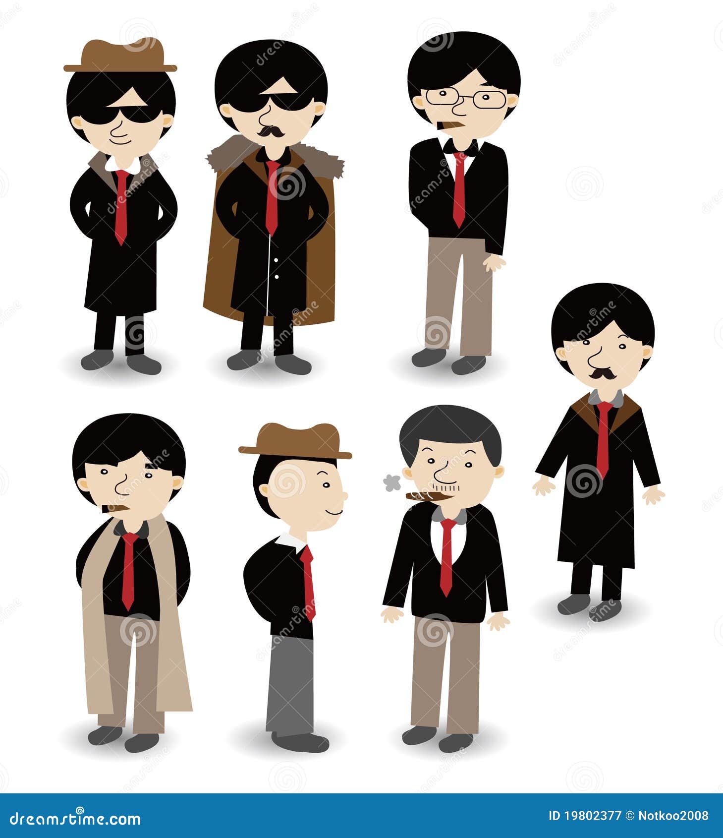 Cartoon mafia icon set stock vector. Illustration of gang - 19802377