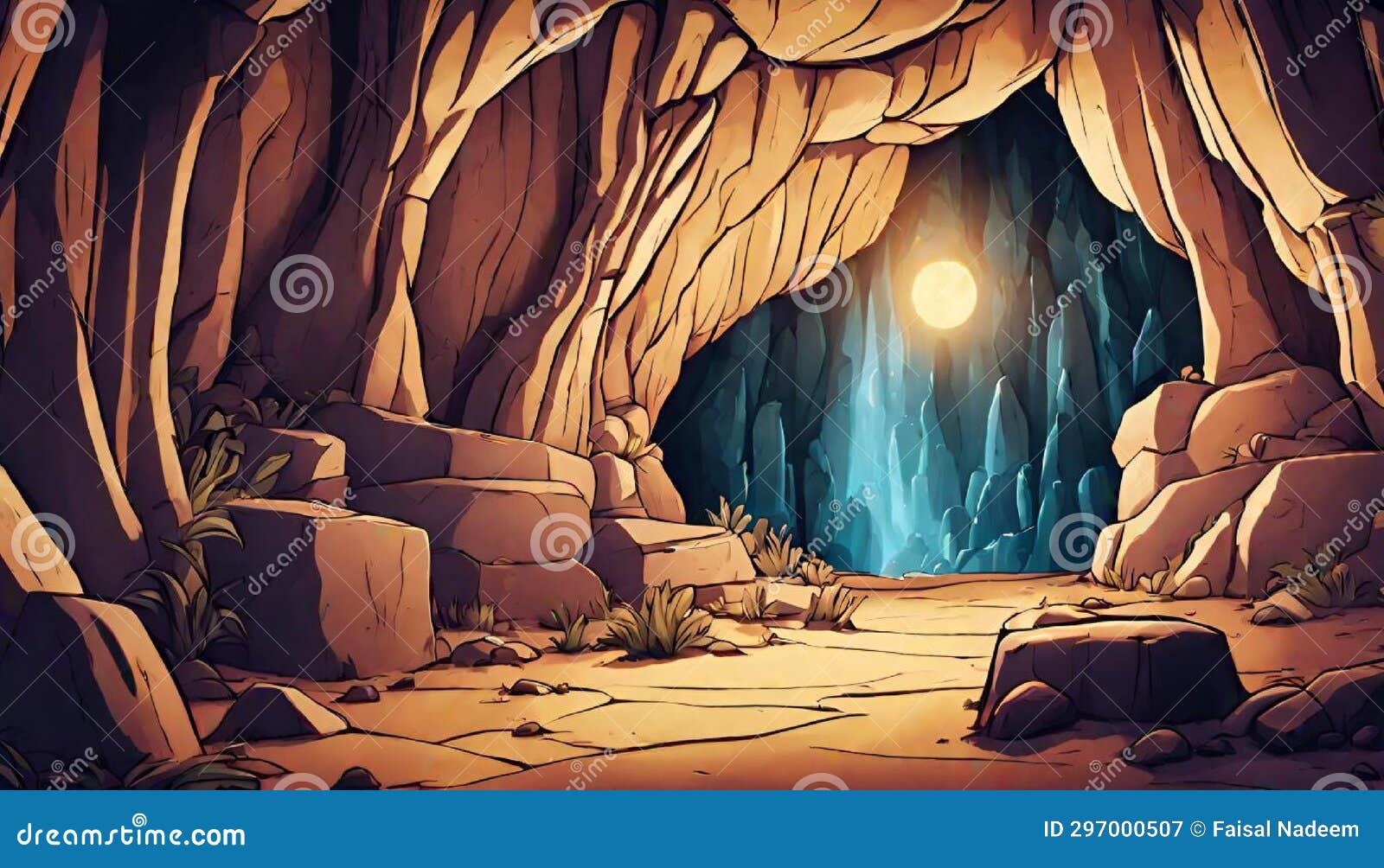 Cave Exploration Adventure Vector With Hiker And Flashlight Artwork ...