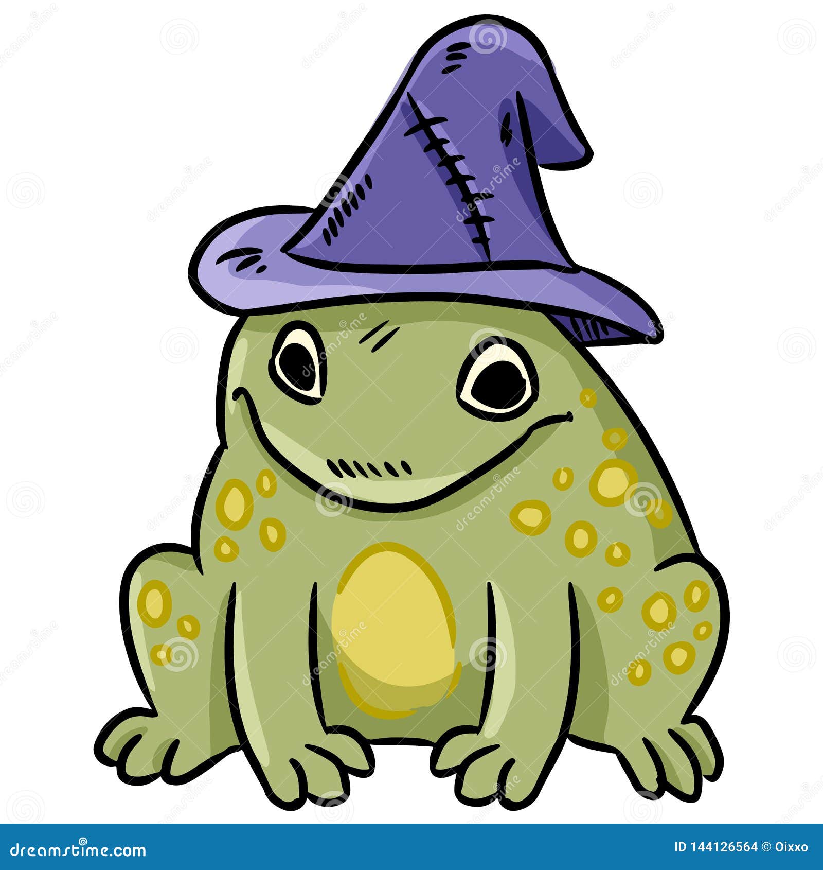 Cartoon Magic Toad with Witch Hat Colorful Doodle Stock Vector ...