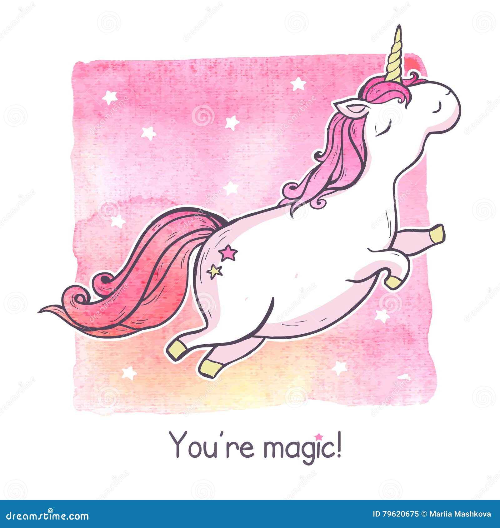 Cartoon magic unicorn. stock vector. Illustration of heart - 79620675