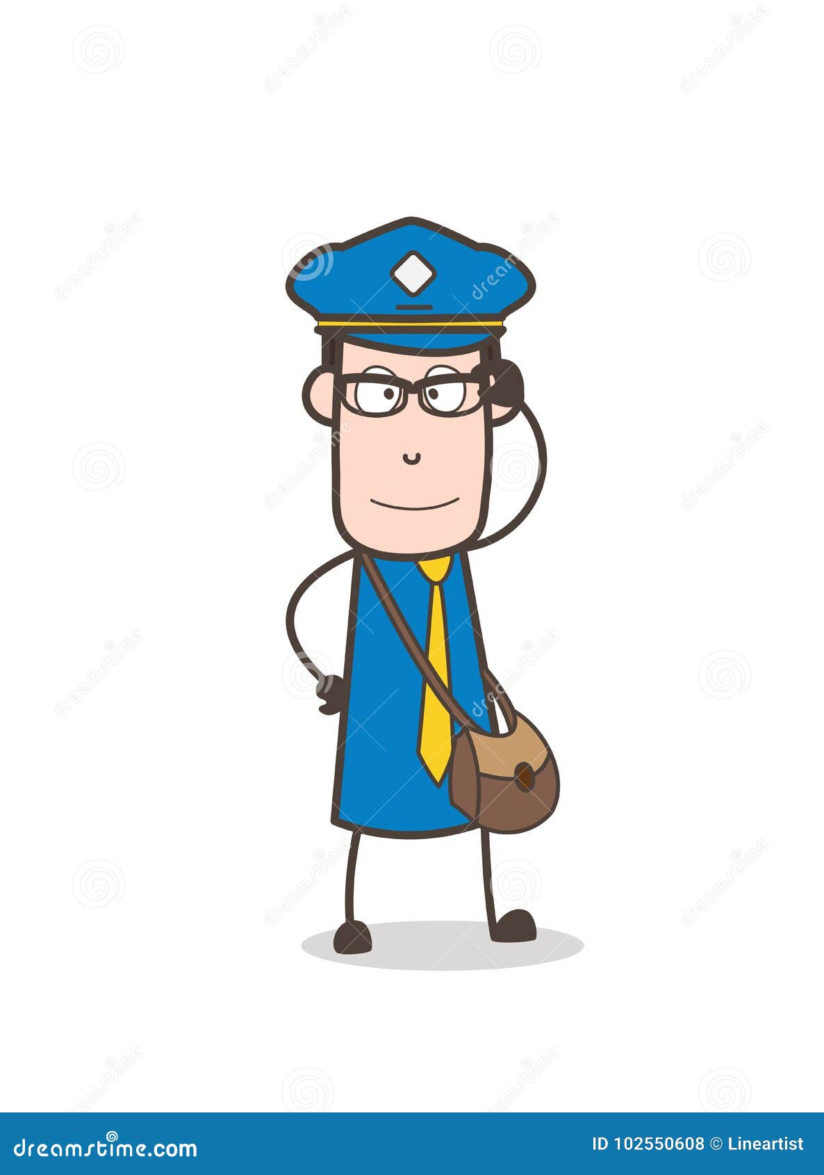 Cartoon Mail-Man with Specs on Face Vector Stock Illustration ...