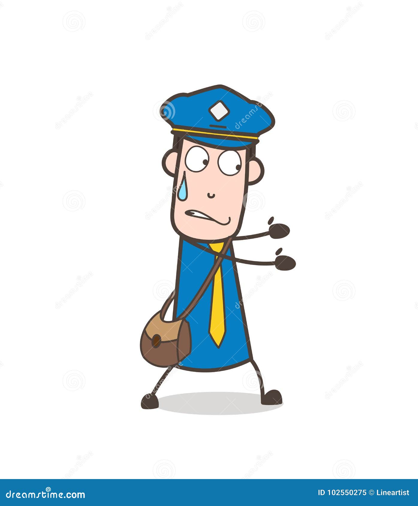 Cartoon Mailman Character Trying To Pull Vector Concept Stock ...