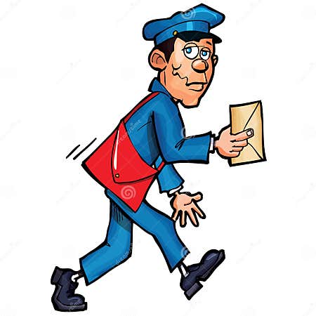 Cartoon Mailman Delivering Mail Stock Vector - Illustration of envelope ...