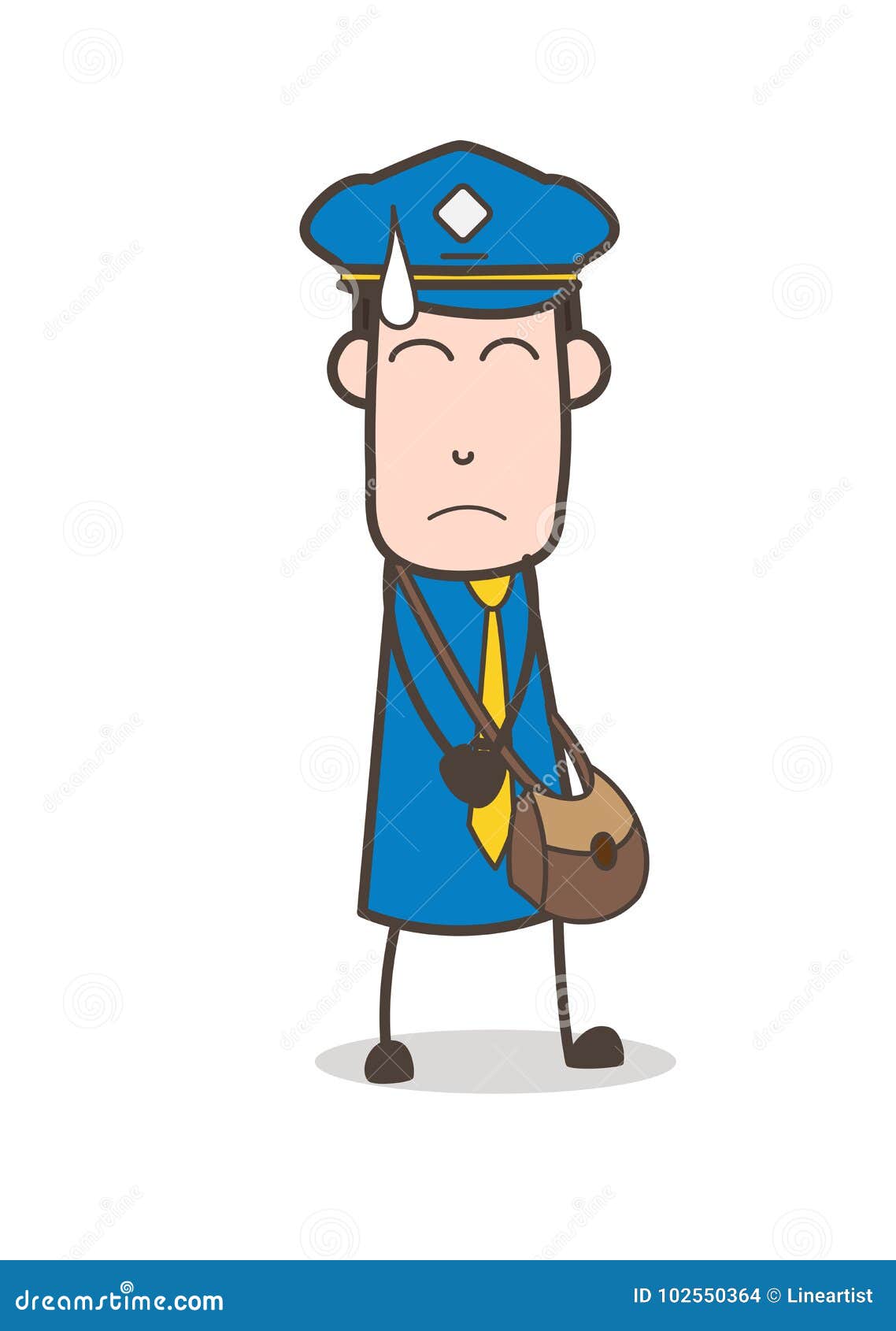 Cartoon Mailman Face with Cold Sweat Vector Stock Illustration ...