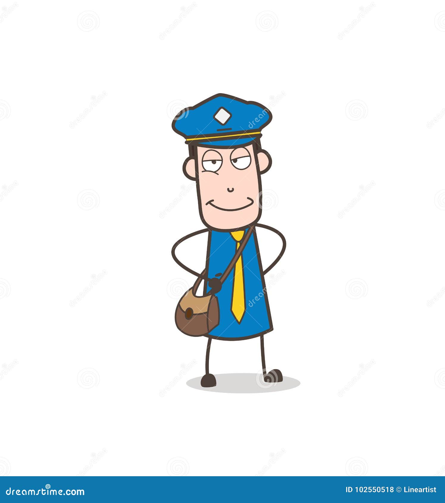 Cartoon Mailman Slightly Smiling Face Vector Stock Illustration ...