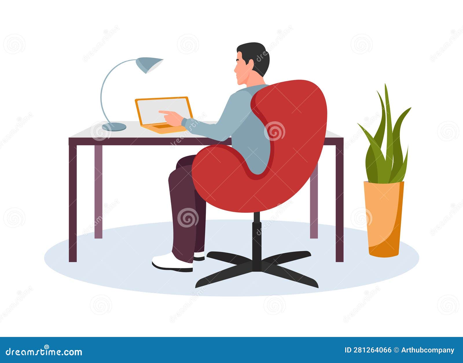 Cartoon Male Character Working As Freelancer Illustration Stock Vector ...