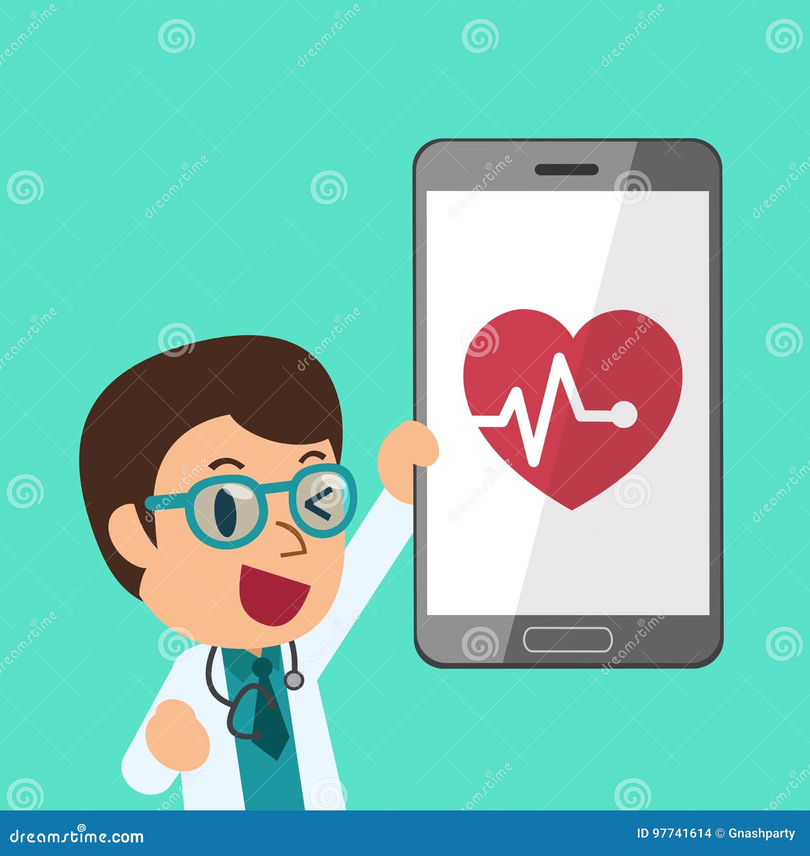 Cartoon a Male Doctor and Smartphone Stock Vector - Illustration of ...