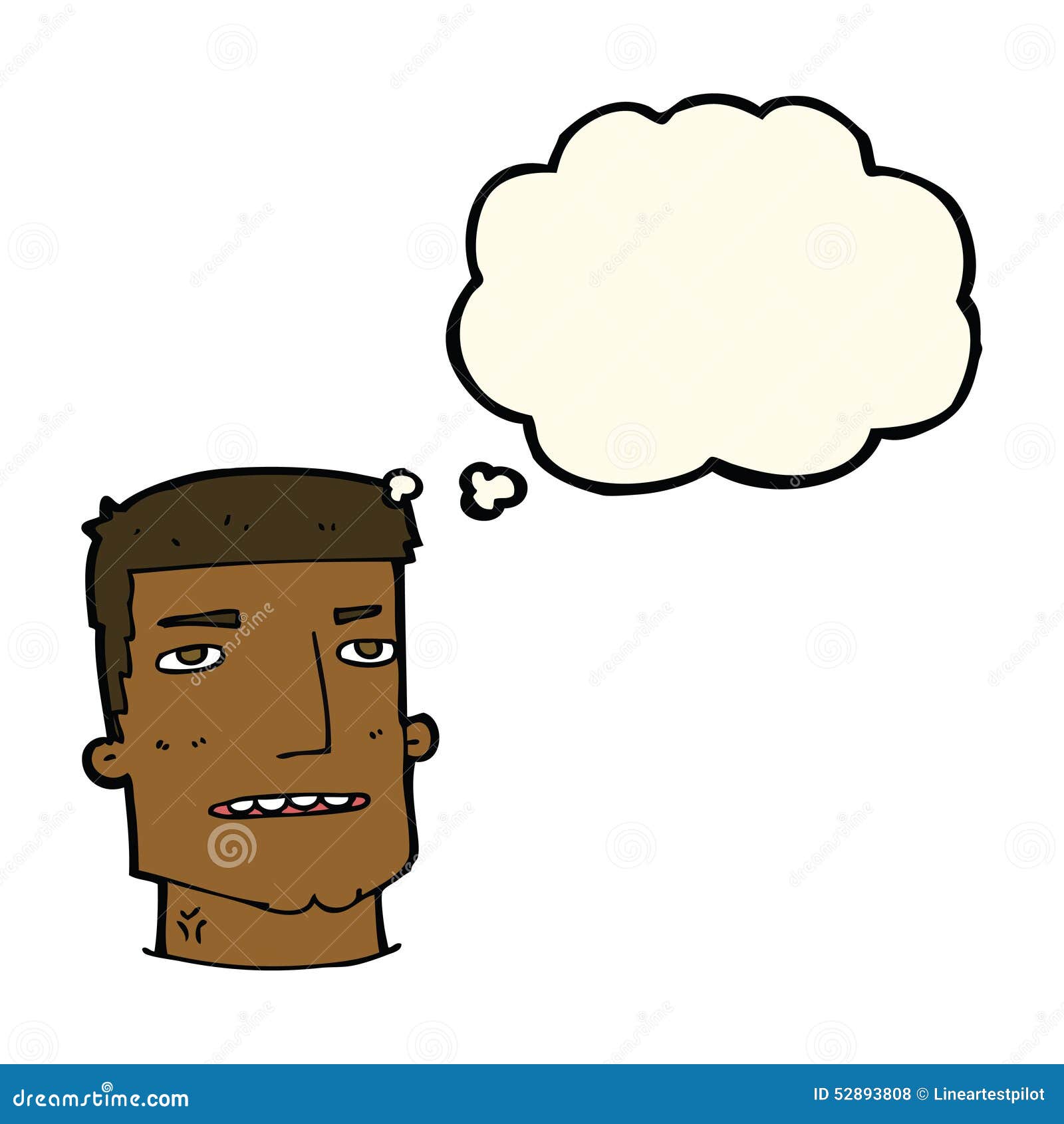 Cartoon Male Head with Thought Bubble Stock Illustration - Illustration ...