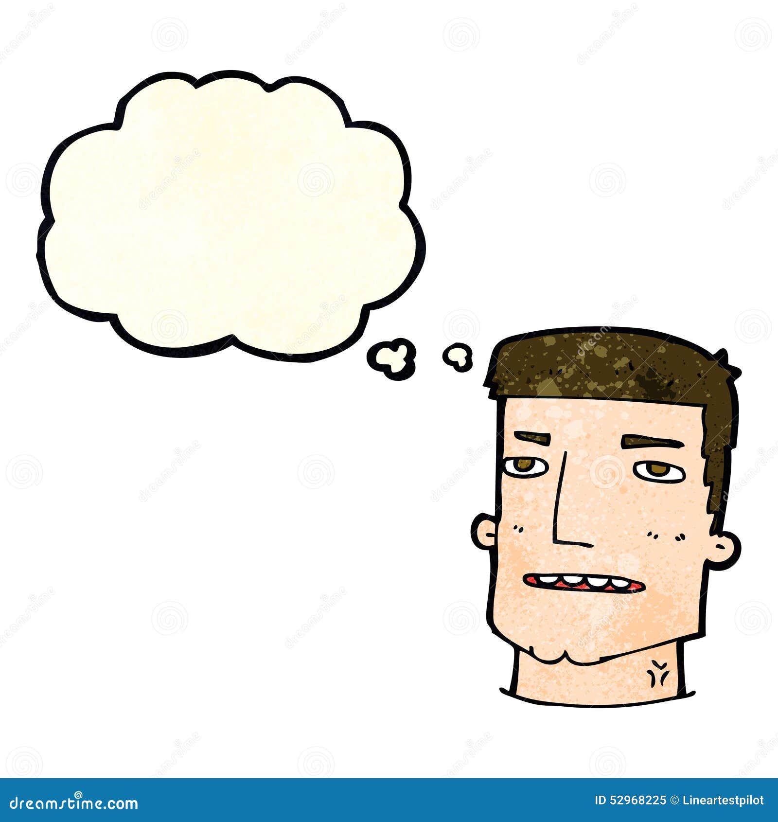 Cartoon Male Head with Thought Bubble Stock Illustration - Illustration ...