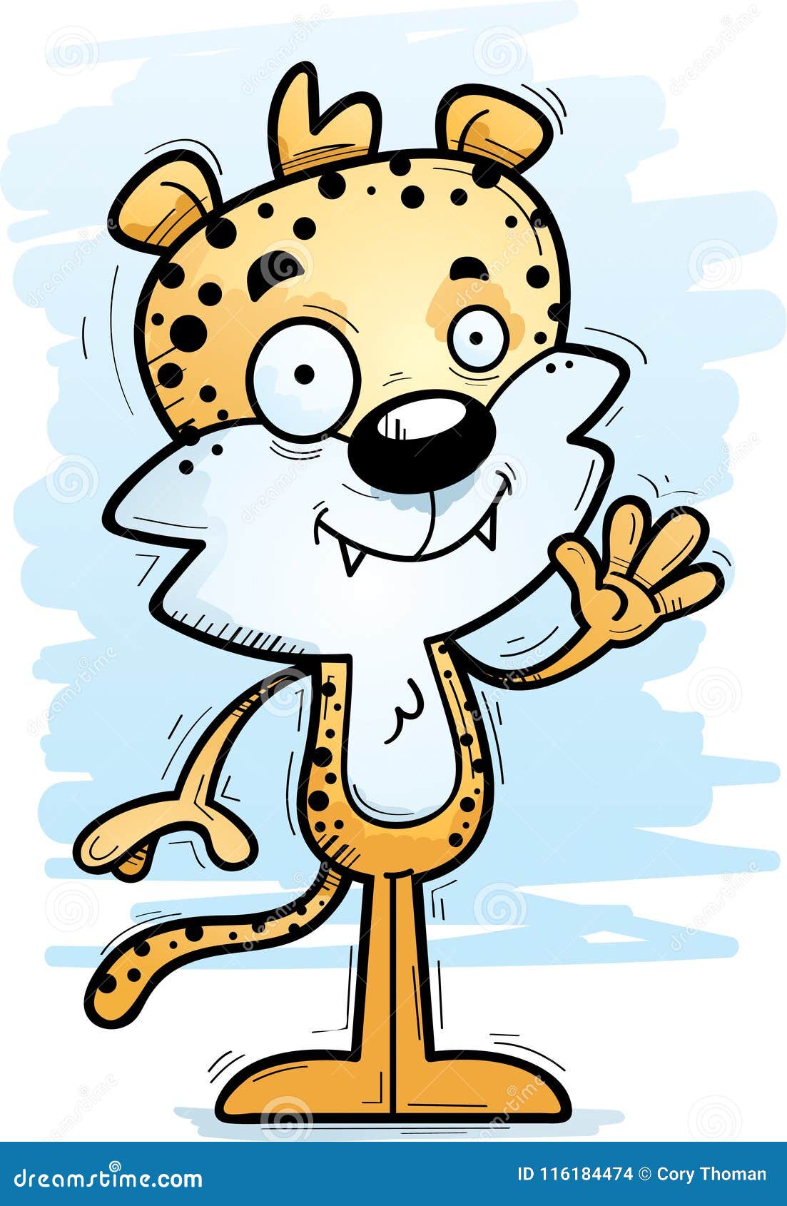 Cartoon Male Leopard Waving Stock Vector - Illustration of male ...