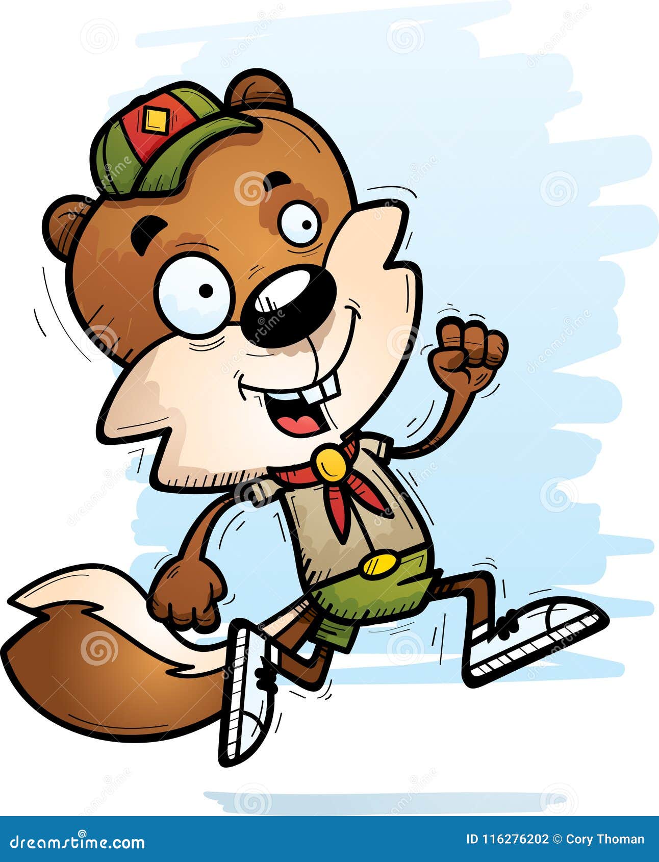Cartoon Male Squirrel Scout Running Stock Vector - Illustration of ...