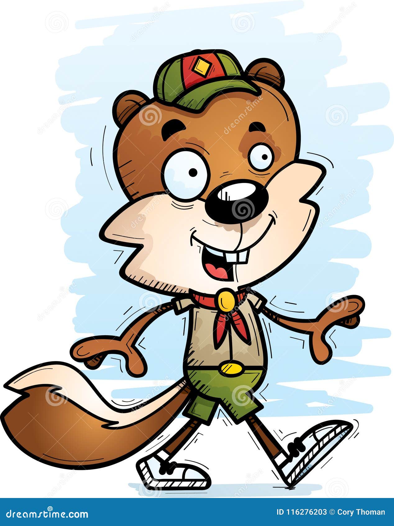 Cartoon Male Squirrel Scout Walking Stock Vector - Illustration of clip ...