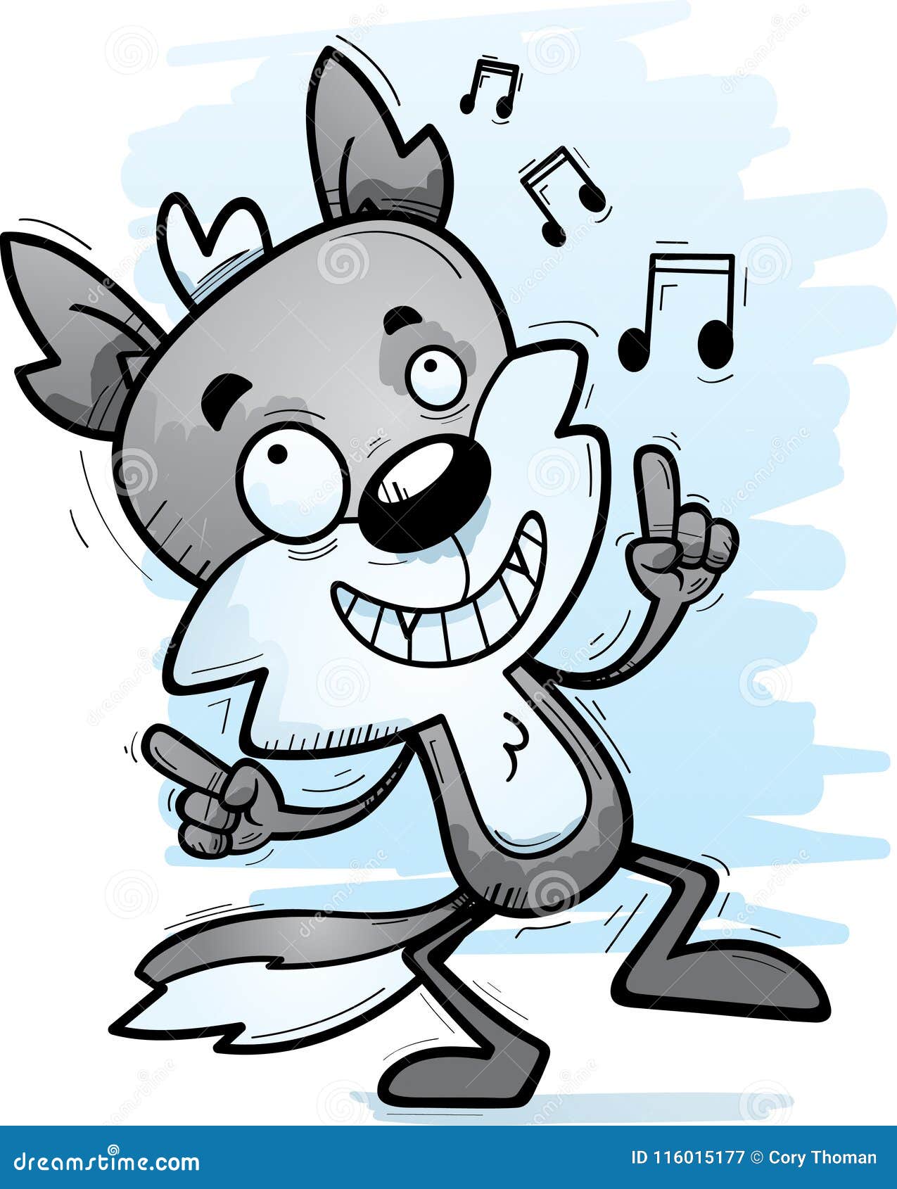 Cartoon Male Wolf Dancing stock vector. Illustration of notes - 116015177