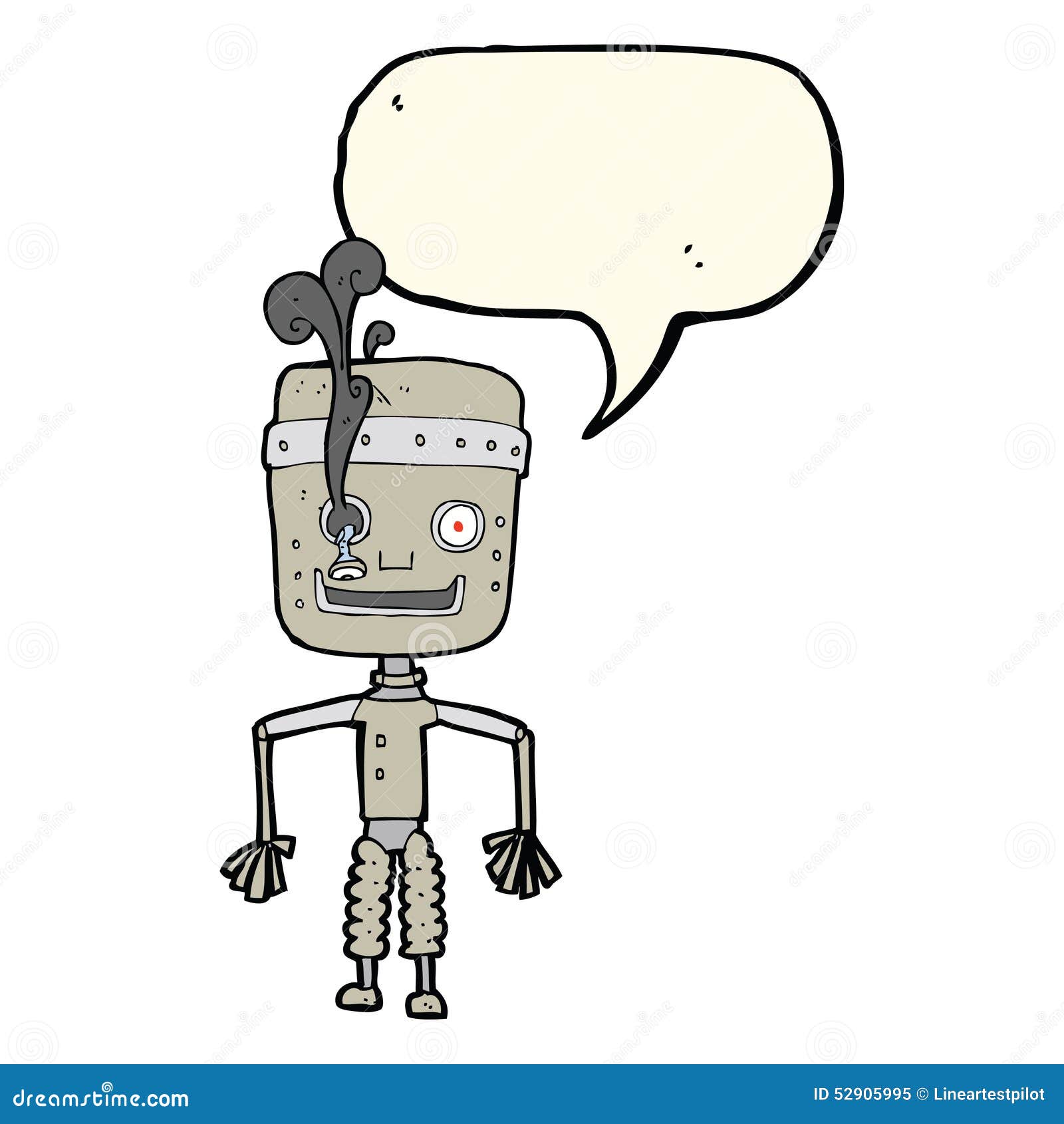 Cartoon Malfunctioning Robot with Speech Bubble Stock Illustration ...