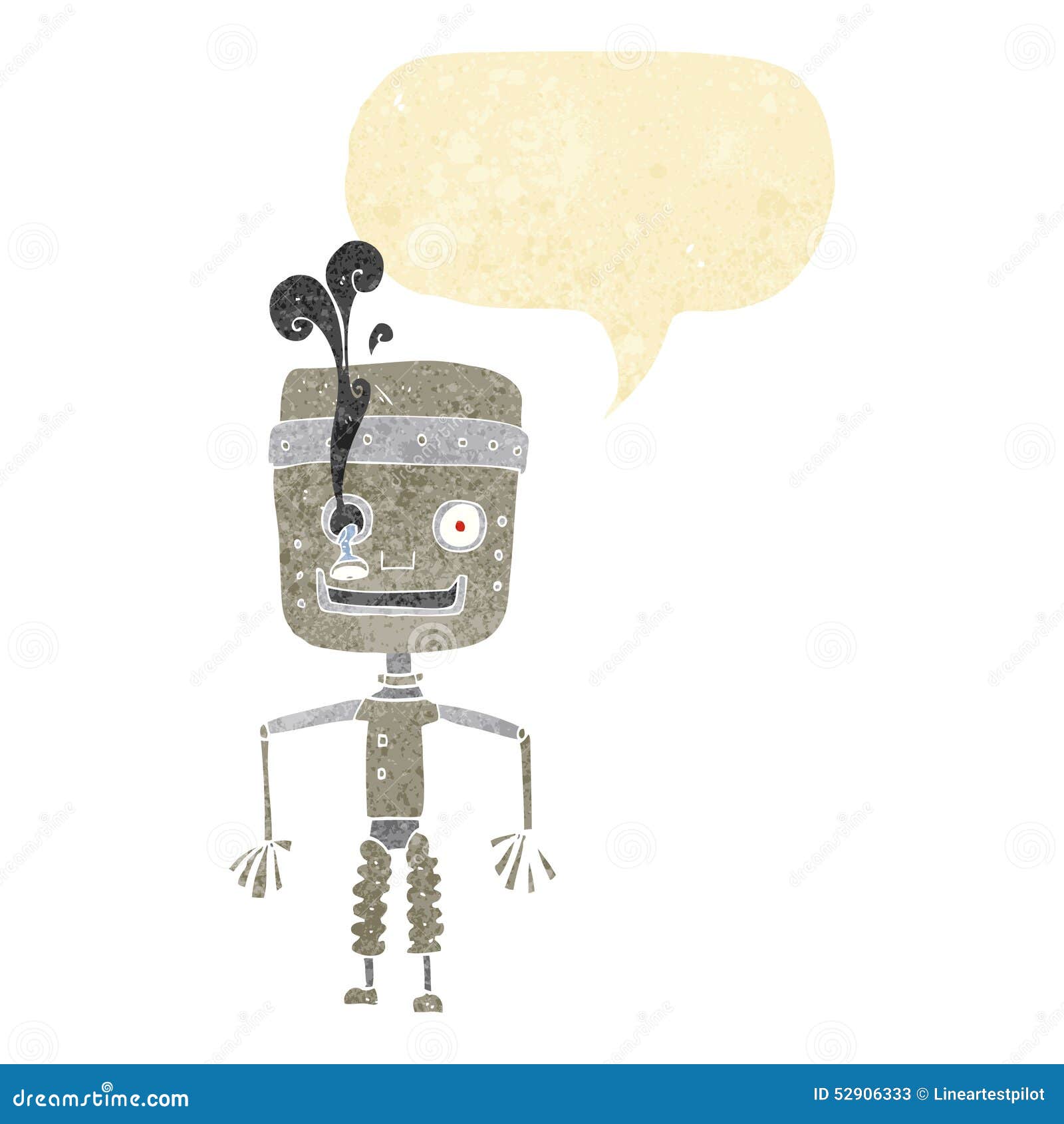 Cartoon Malfunctioning Robot with Speech Bubble Stock Illustration ...