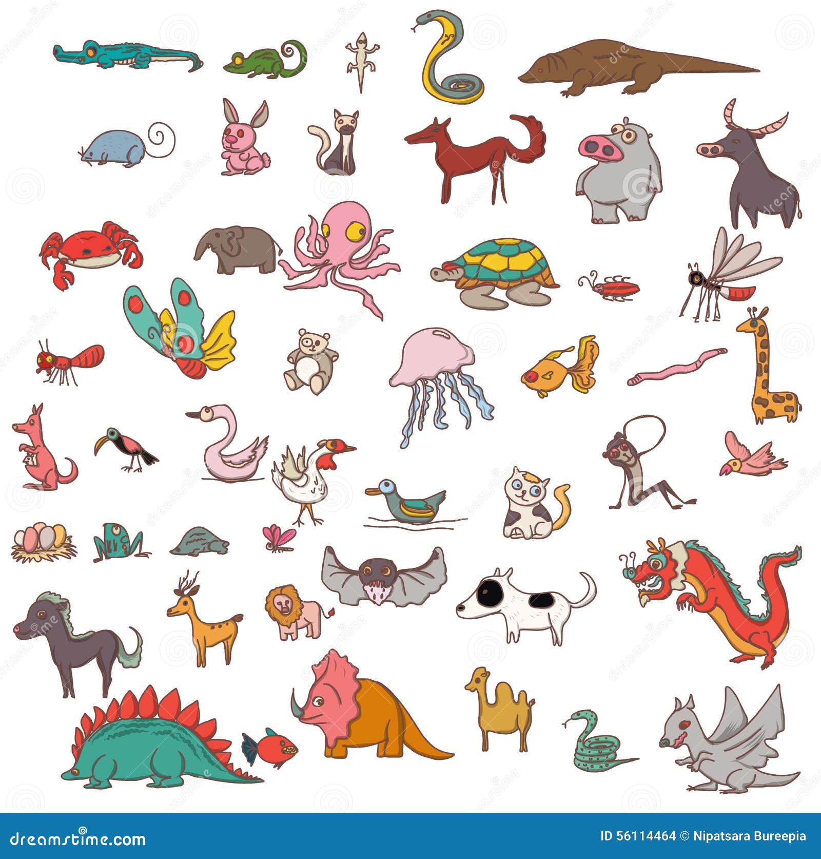 Cartoon Mammal and Beast Animals Set Vector Stock Vector - Illustration ...