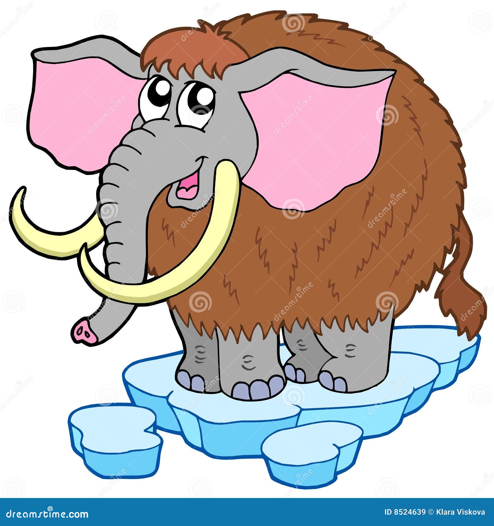 Cartoon mammoth stock vector. Illustration of happy, colors - 8524639