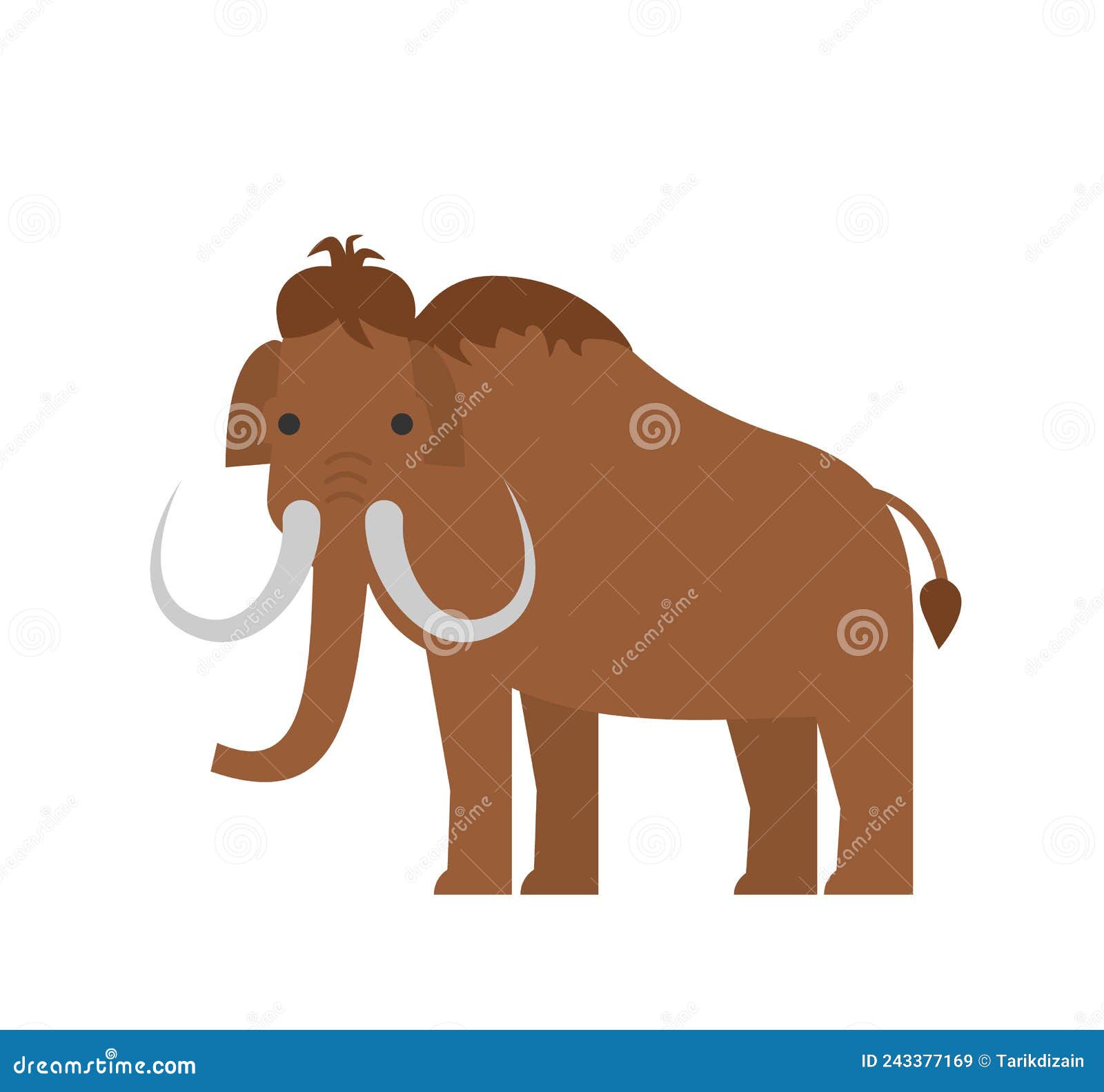 Cartoon Mammoth in Flat Style on White Background Vector Stock Vector ...