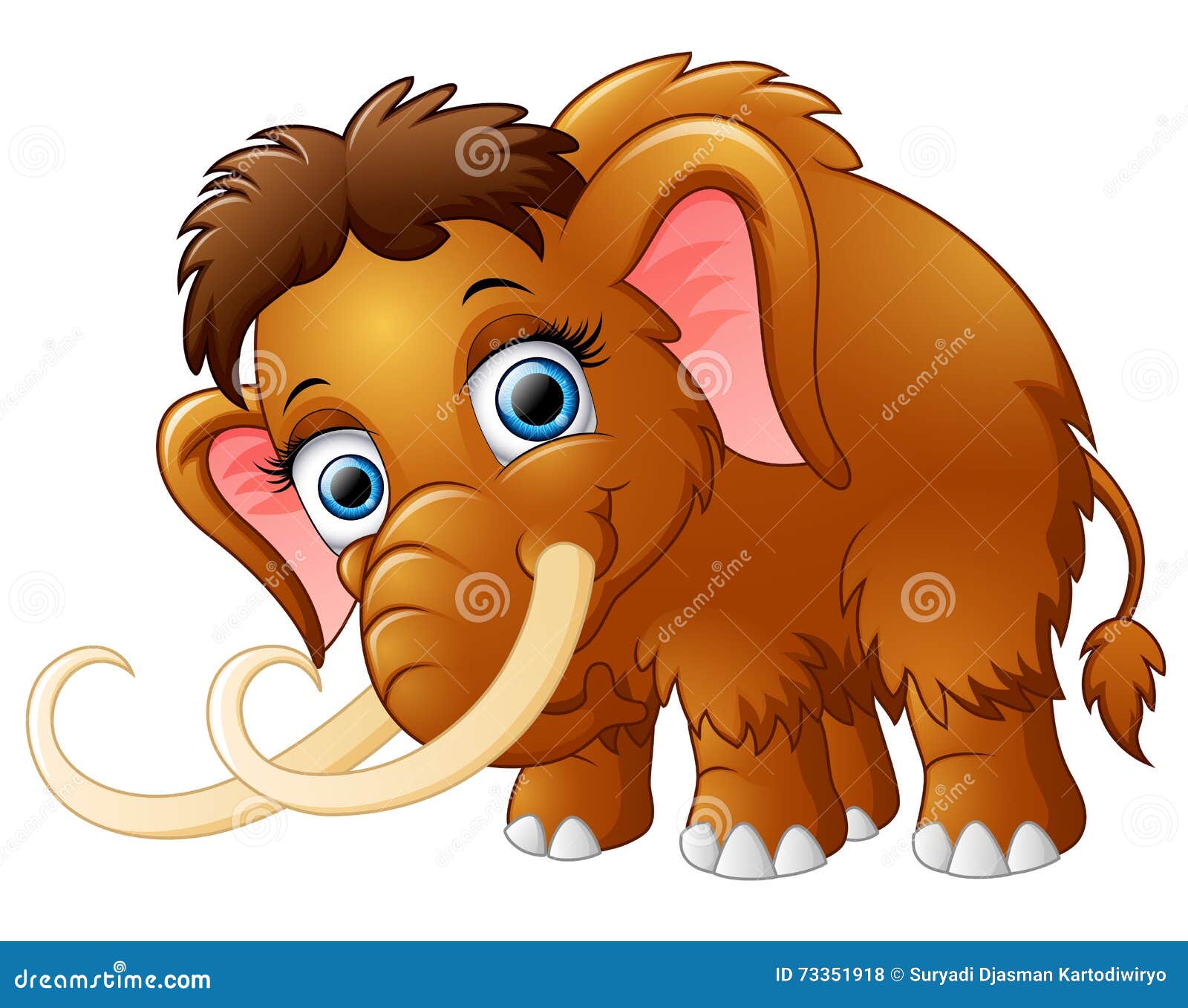 Cartoon Mammoth Isolated on White Background Stock Vector ...