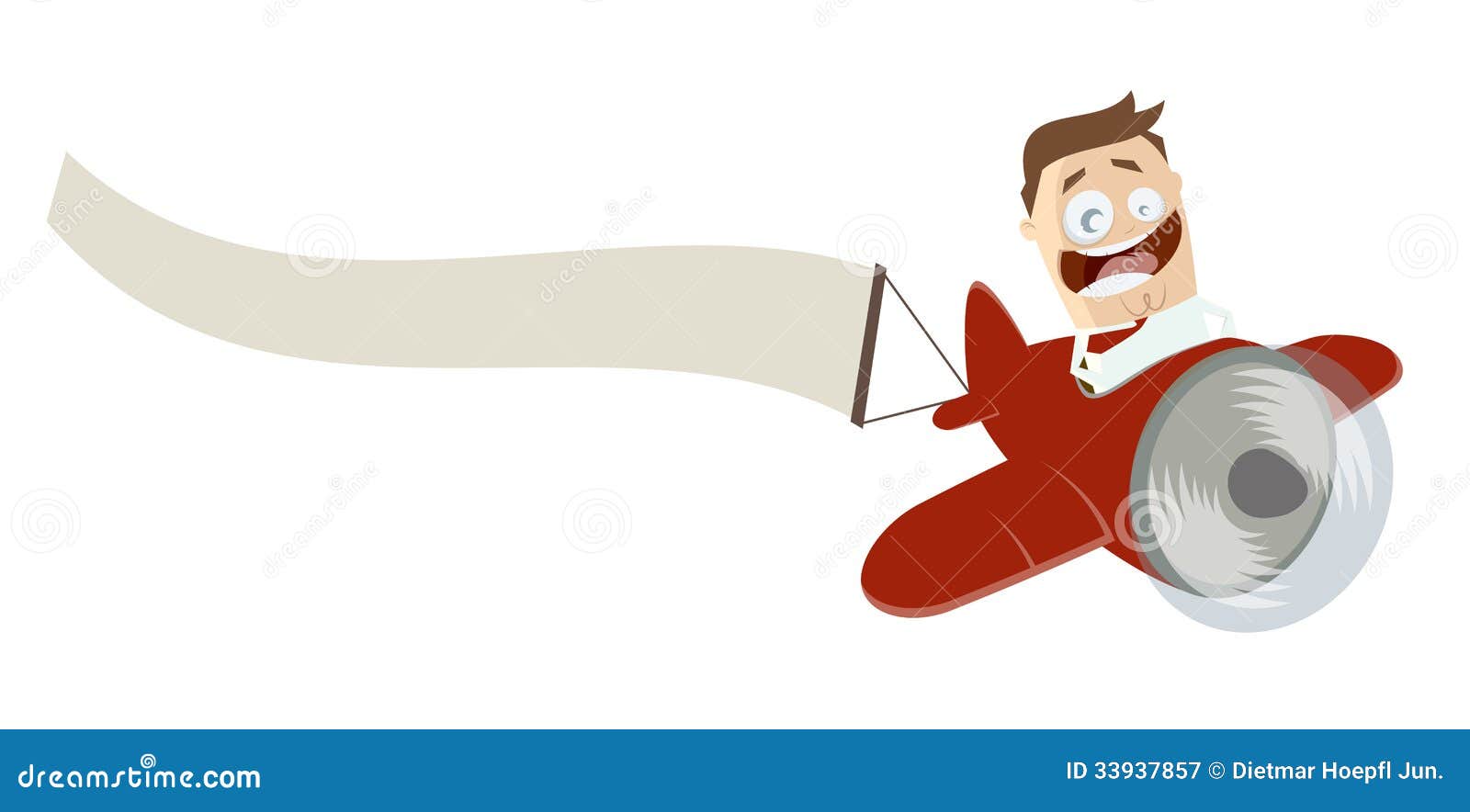 Cartoon Man in an Airplane with Empty Banner Stock Vector ...
