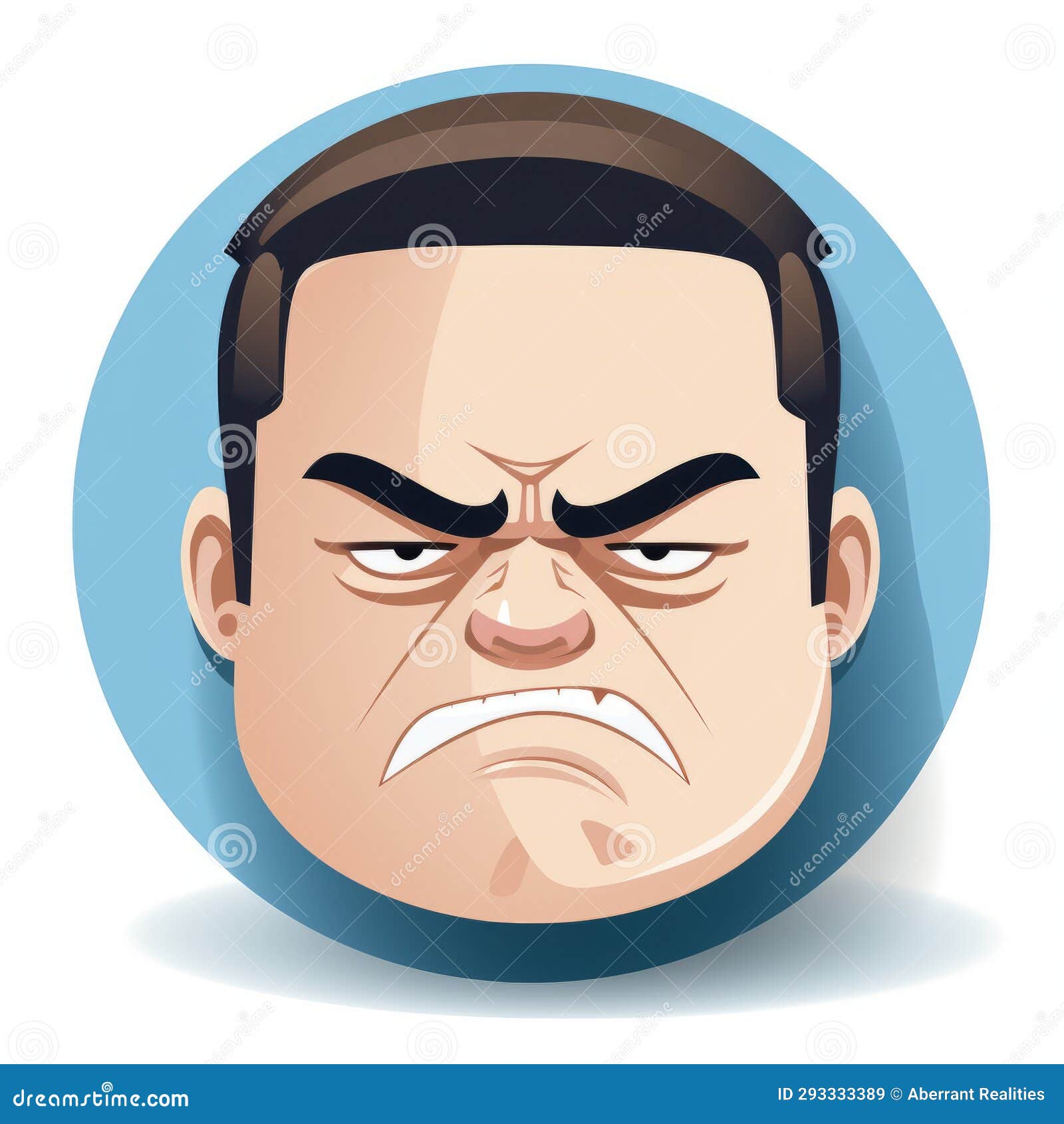 A Cartoon Man with an Angry Expression on His Face Stock Illustration ...