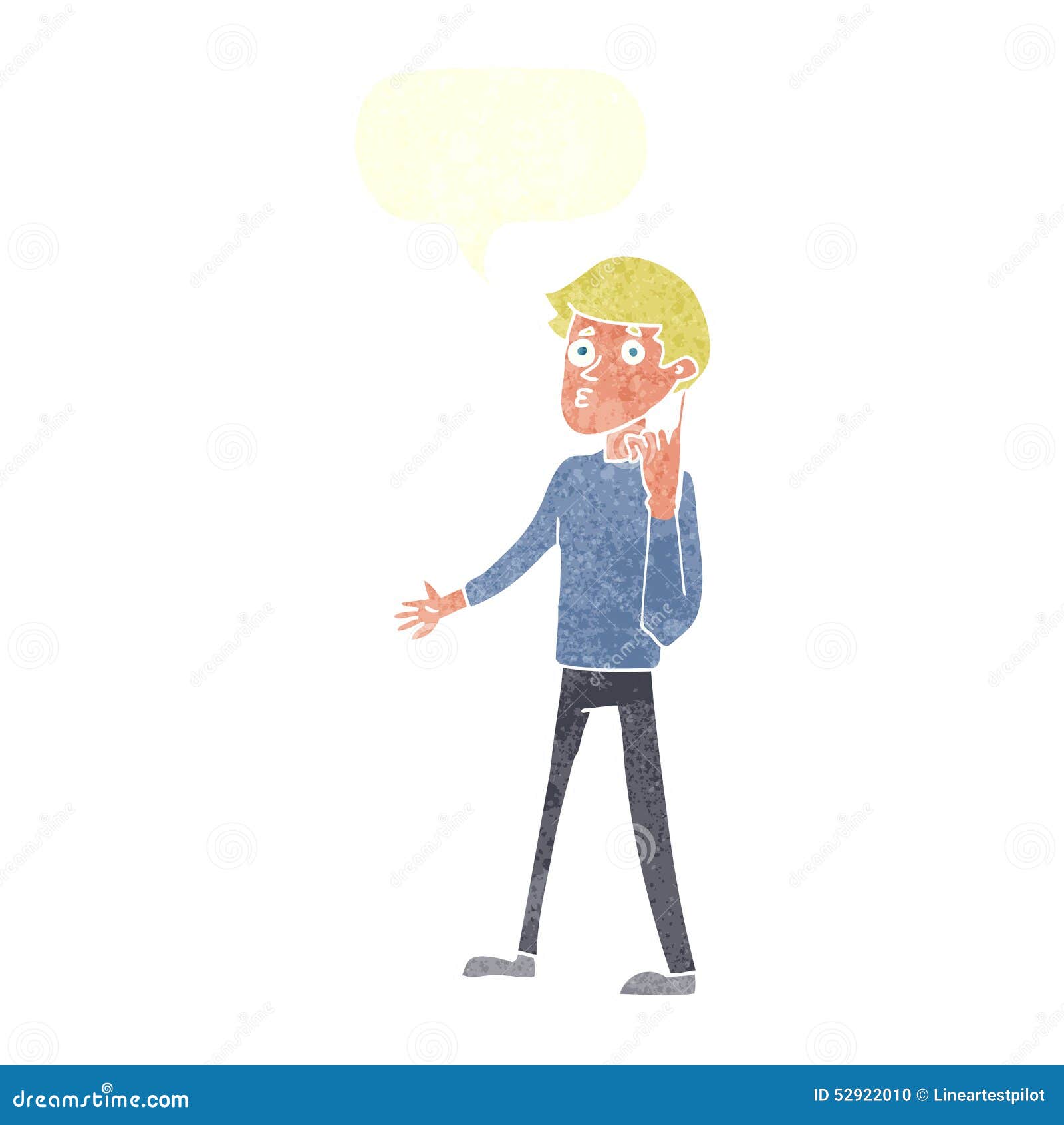 Cartoon Man Asking Question with Speech Bubble Stock Illustration ...